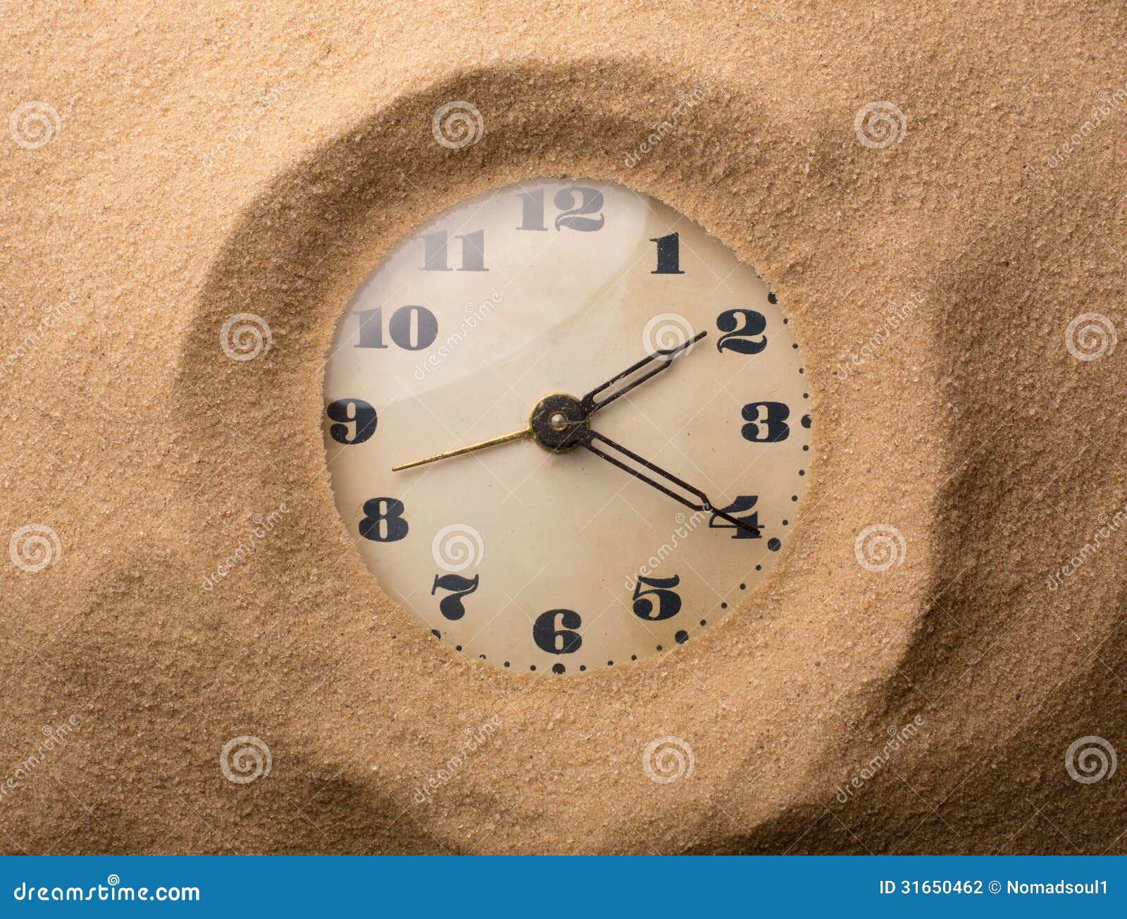 Alarm clock in sand stock photo. Image of retro, sand - 31650462