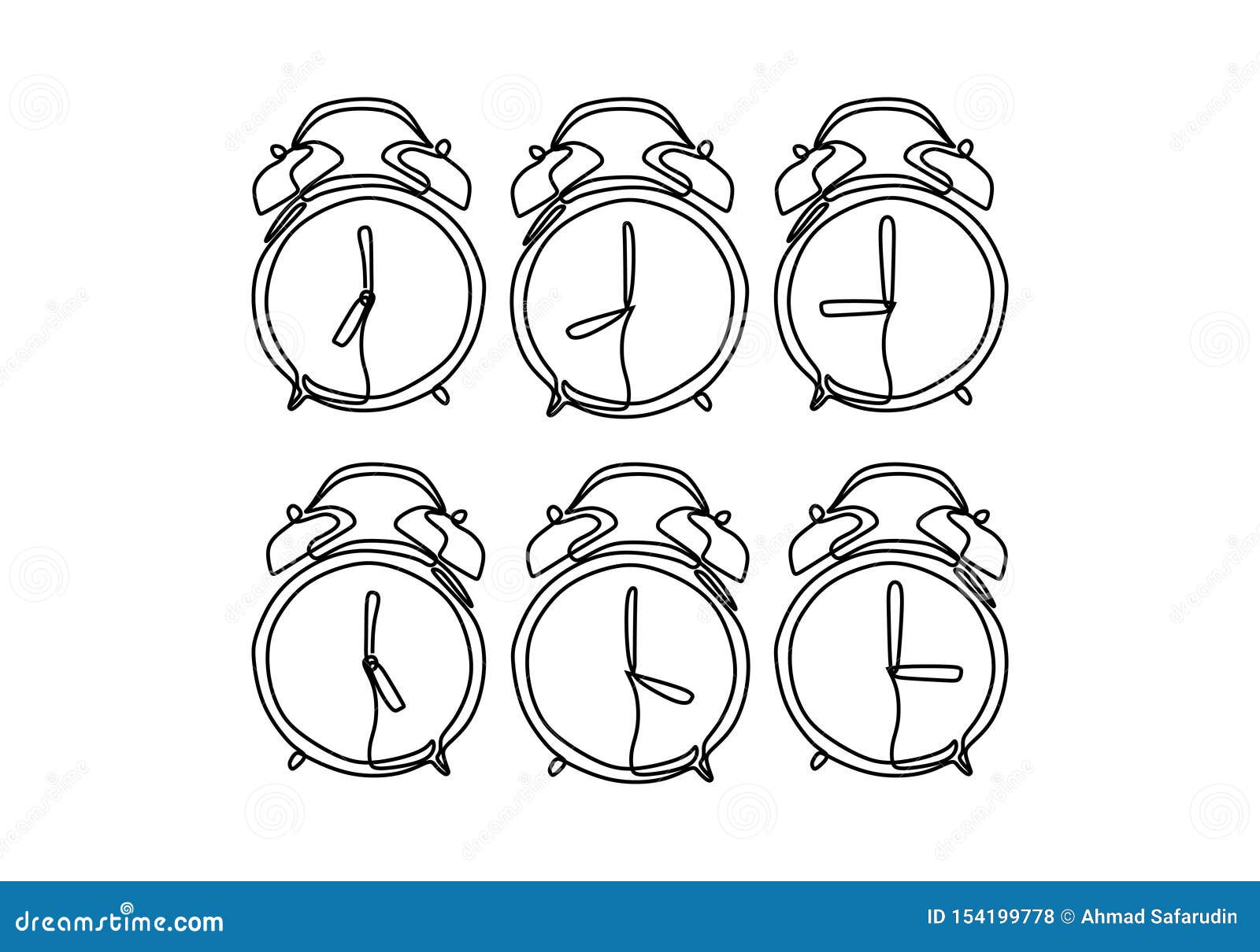Alarm Clock Set Collections Design Continuous One Line Drawing ...