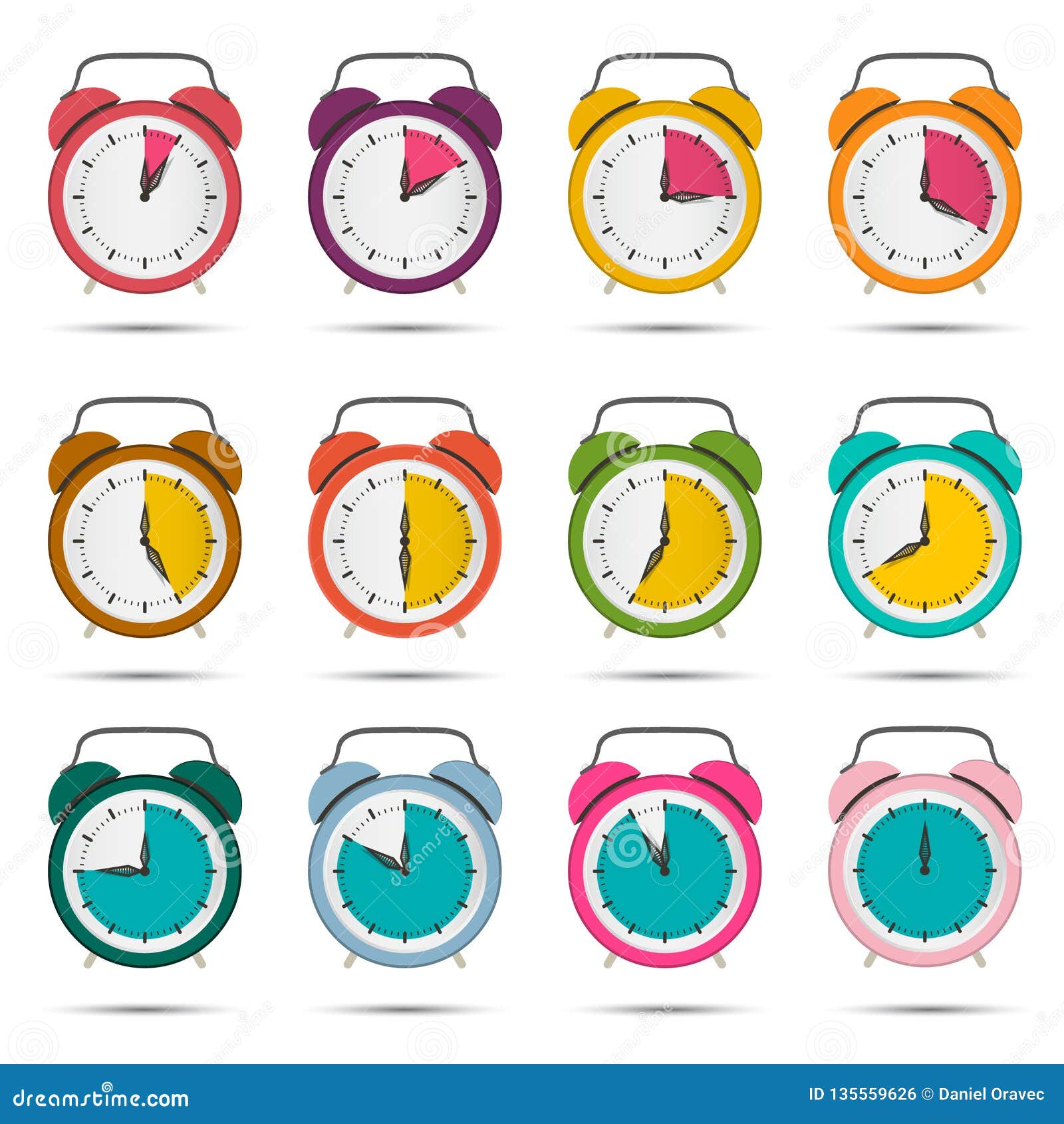 Alarm Clock Set with Five To Sixty Minutes Time Symbol Stock Vector ... Alarm Clock Set with Five To Sixty Minutes Time Symbol Stock Vector ...
