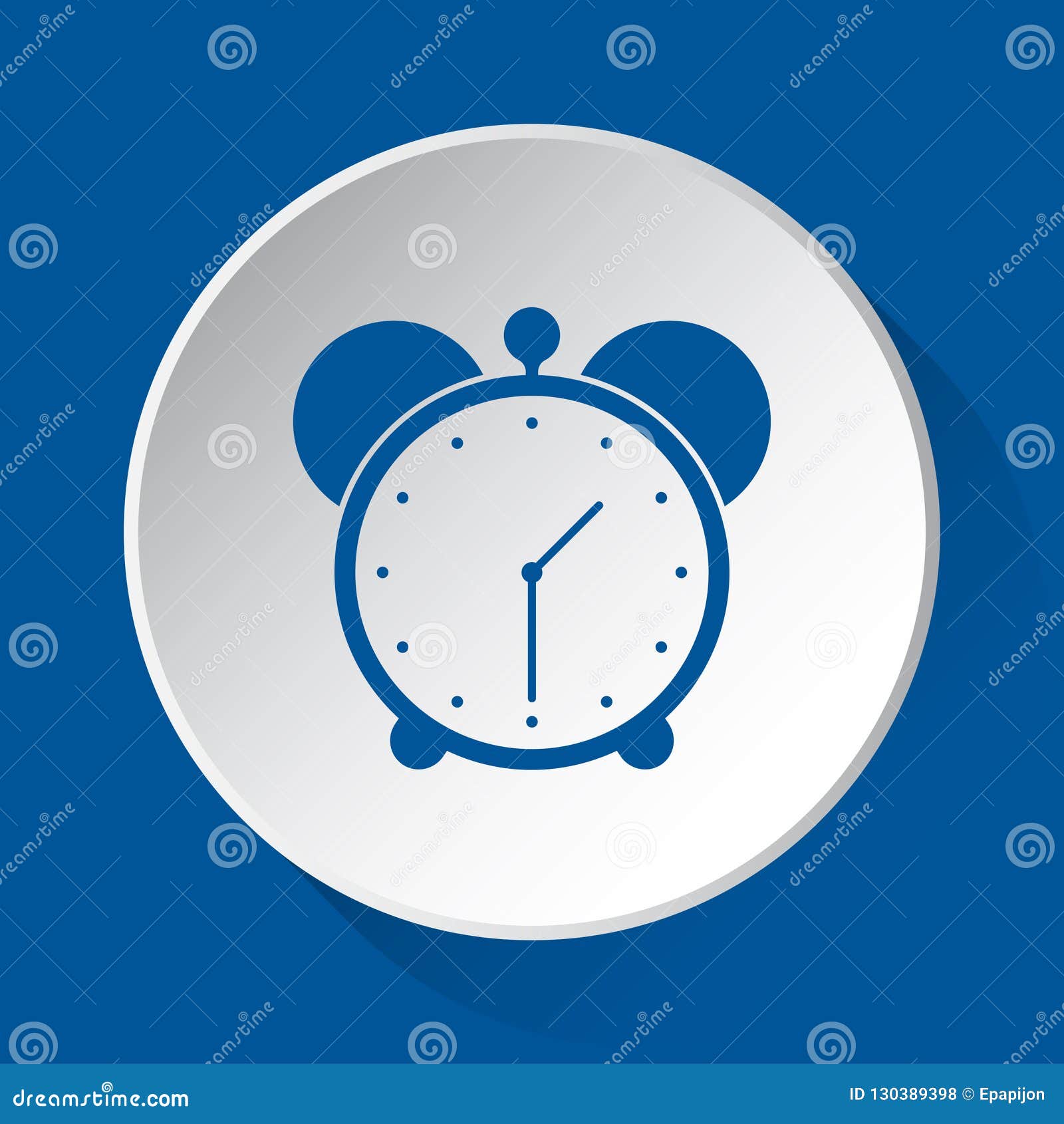 Alarm Clock - Simple Blue Icon on White Button Stock Vector ...