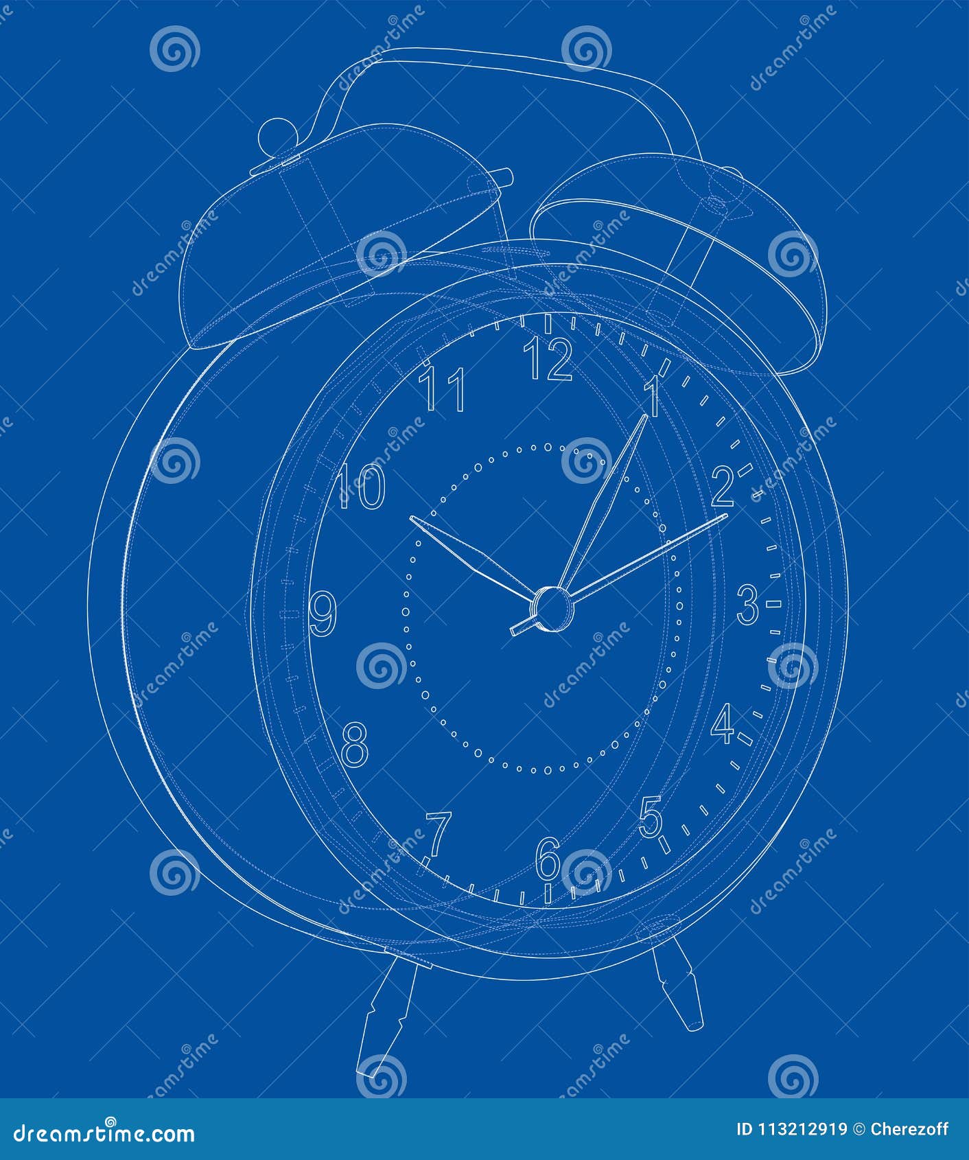 Alarm clock sketch stock illustration. Illustration of blueprint ...