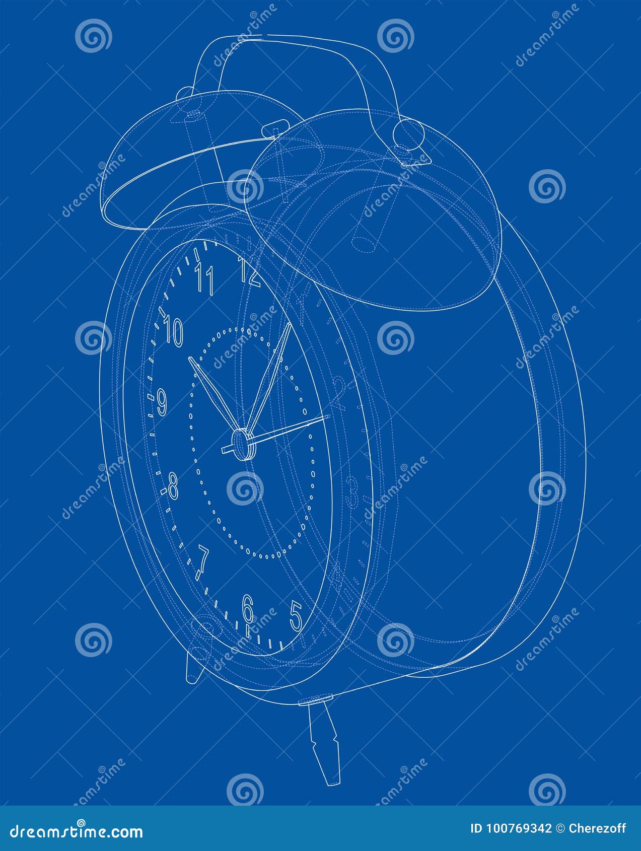 Alarm clock sketch. Vector stock vector. Illustration of outline ...
