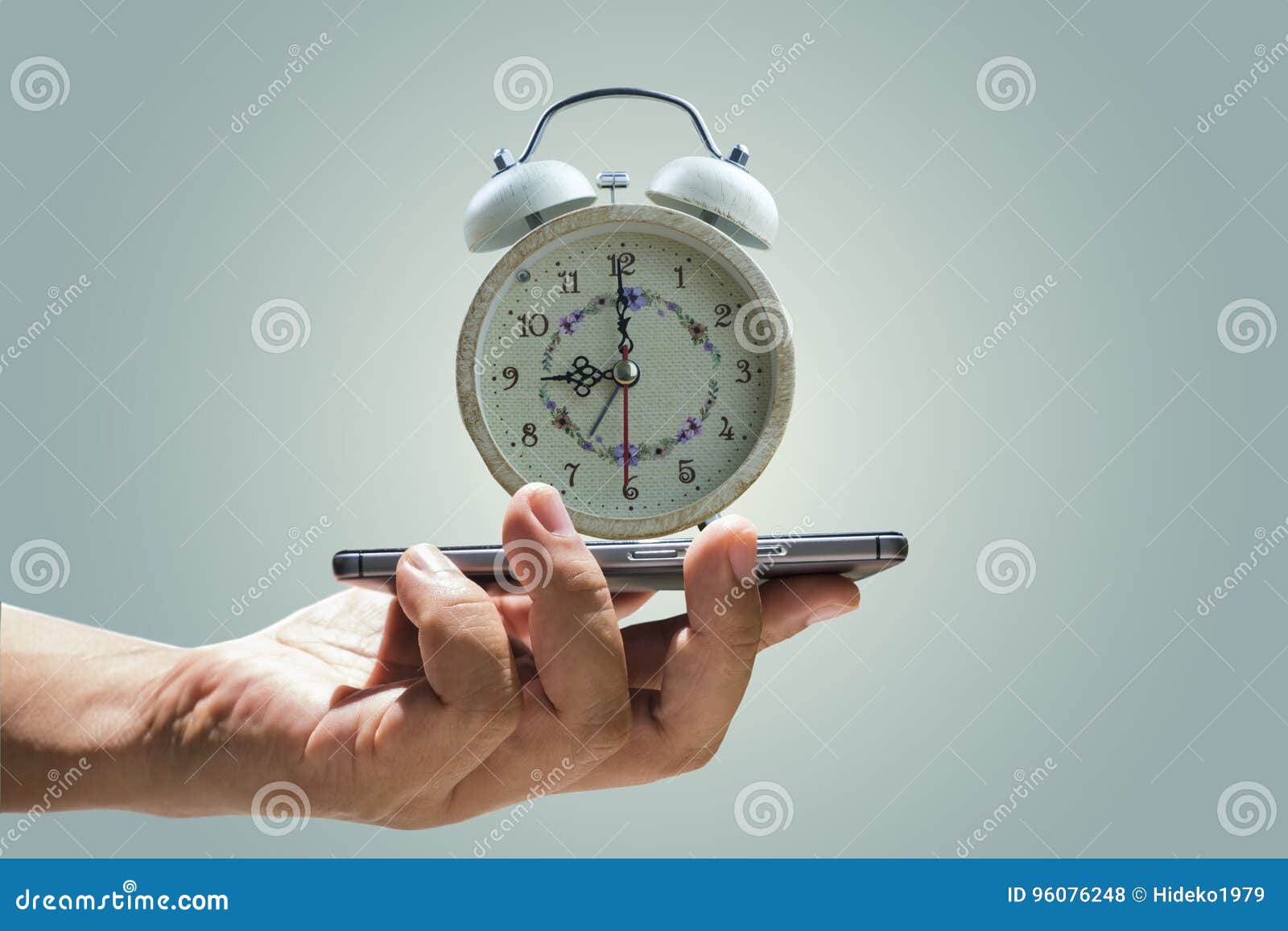 Alarm clock on smartphone stock photo. Image of smartphone - 96076248