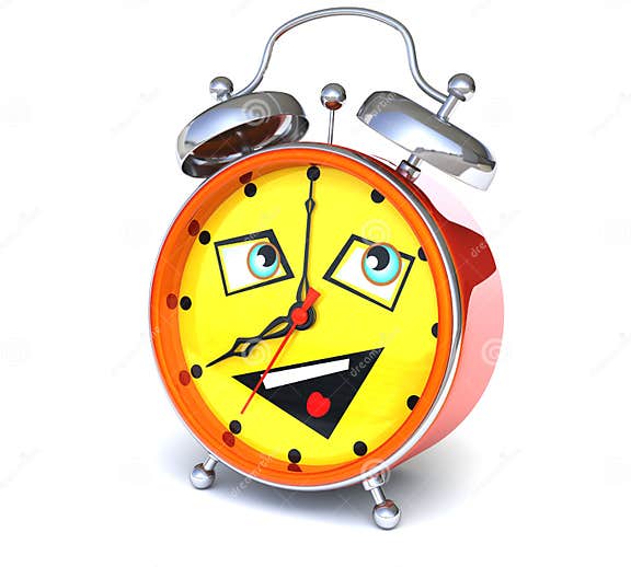 Alarm Clock with Smiley Face Stock Illustration - Illustration of ...