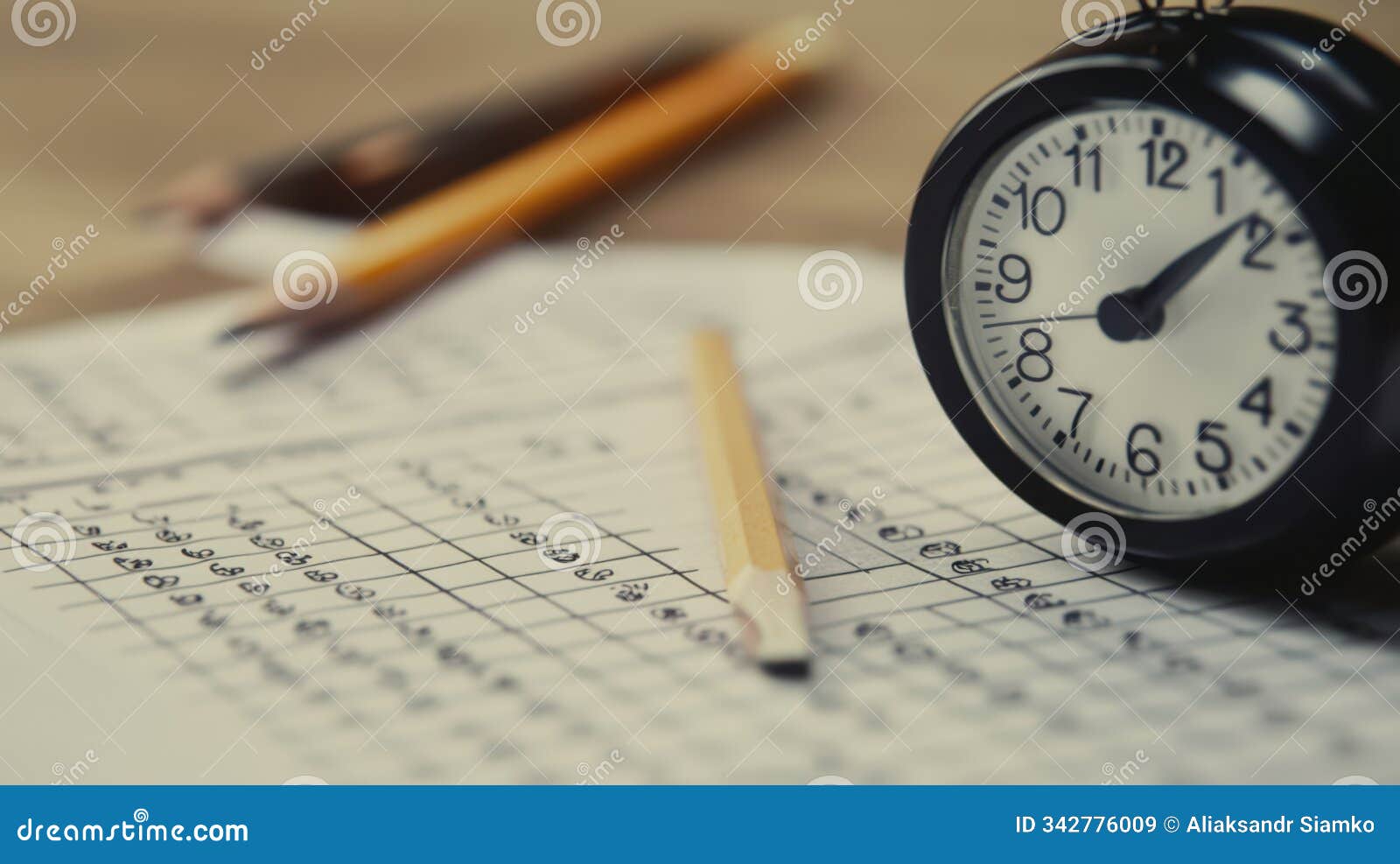 Alarm Clock with Standardized Test Sheet Education Concept Optical ...