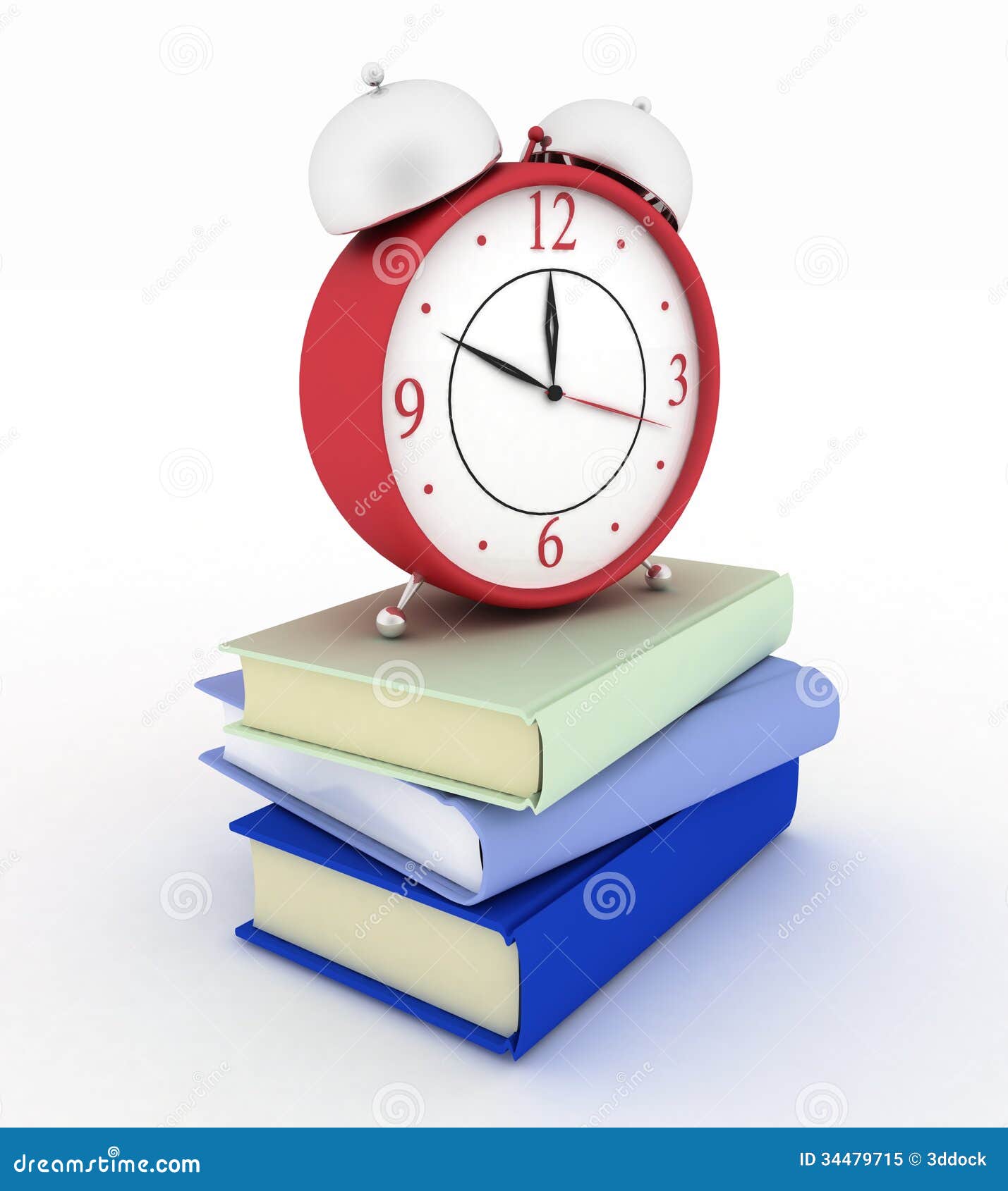 Alarm Clock Standing on Stack of Books Stock Illustration ...