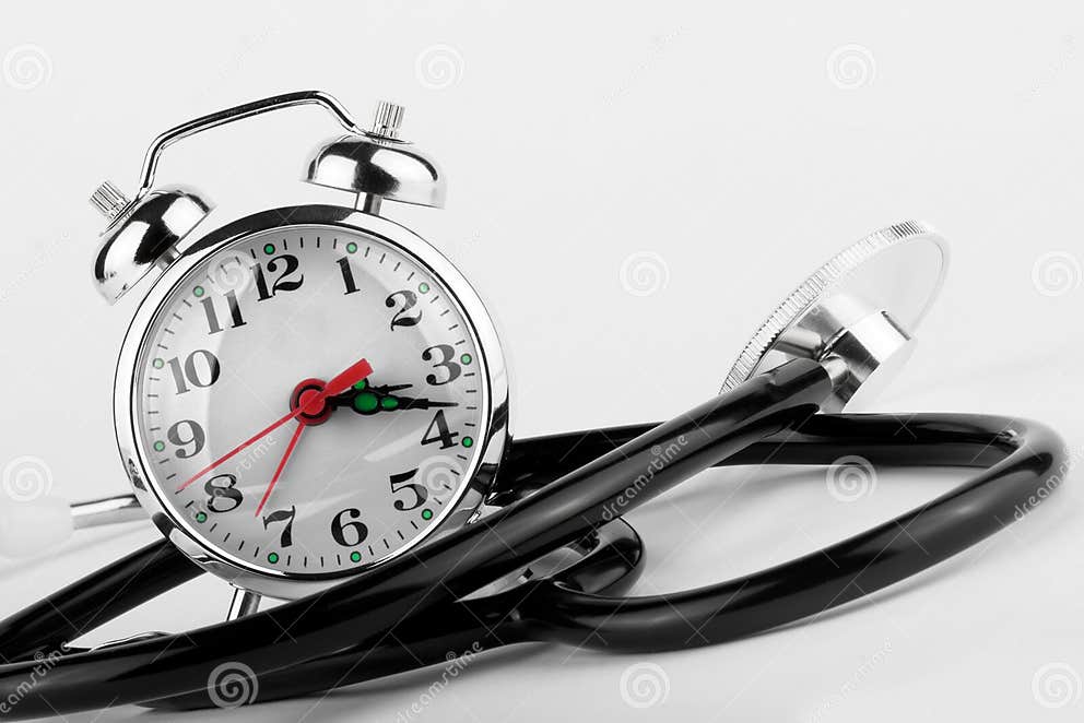Alarm Clock with Stethoscope Stock Image - Image of habit, hour: 24608459
