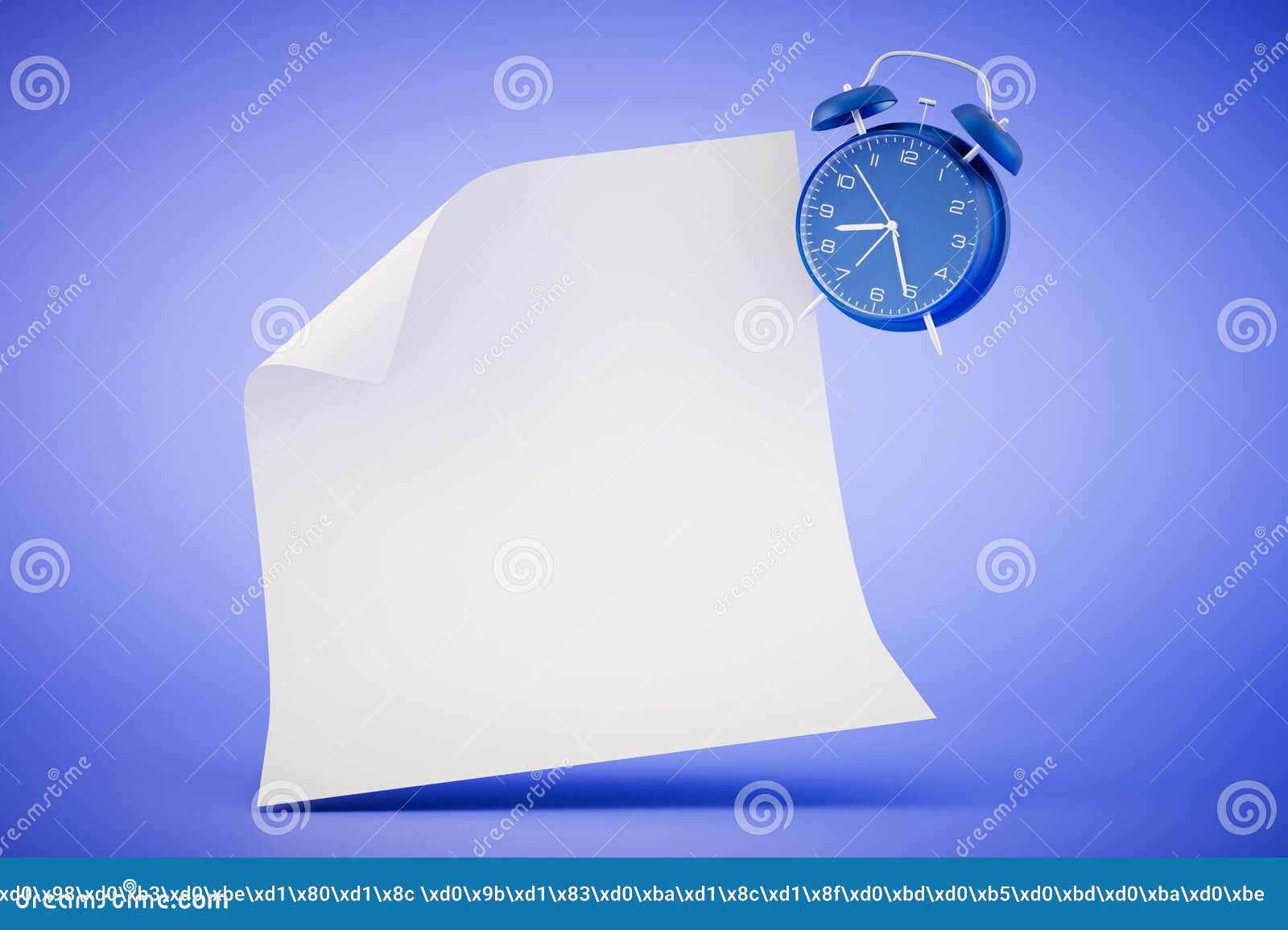 Alarm Clock and Sticky Notes with Space for Text on Blue Background. 3d ...