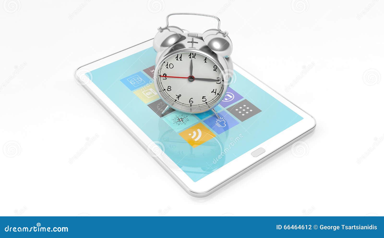 Alarm Clock on Tablet Screen Stock Illustration - Illustration of dial ...