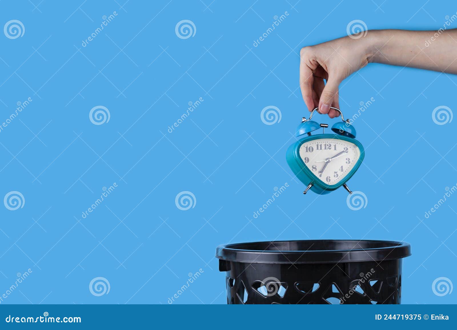 The Alarm Clock is Thrown into the Trash Can. B Stock Image - Image of ...