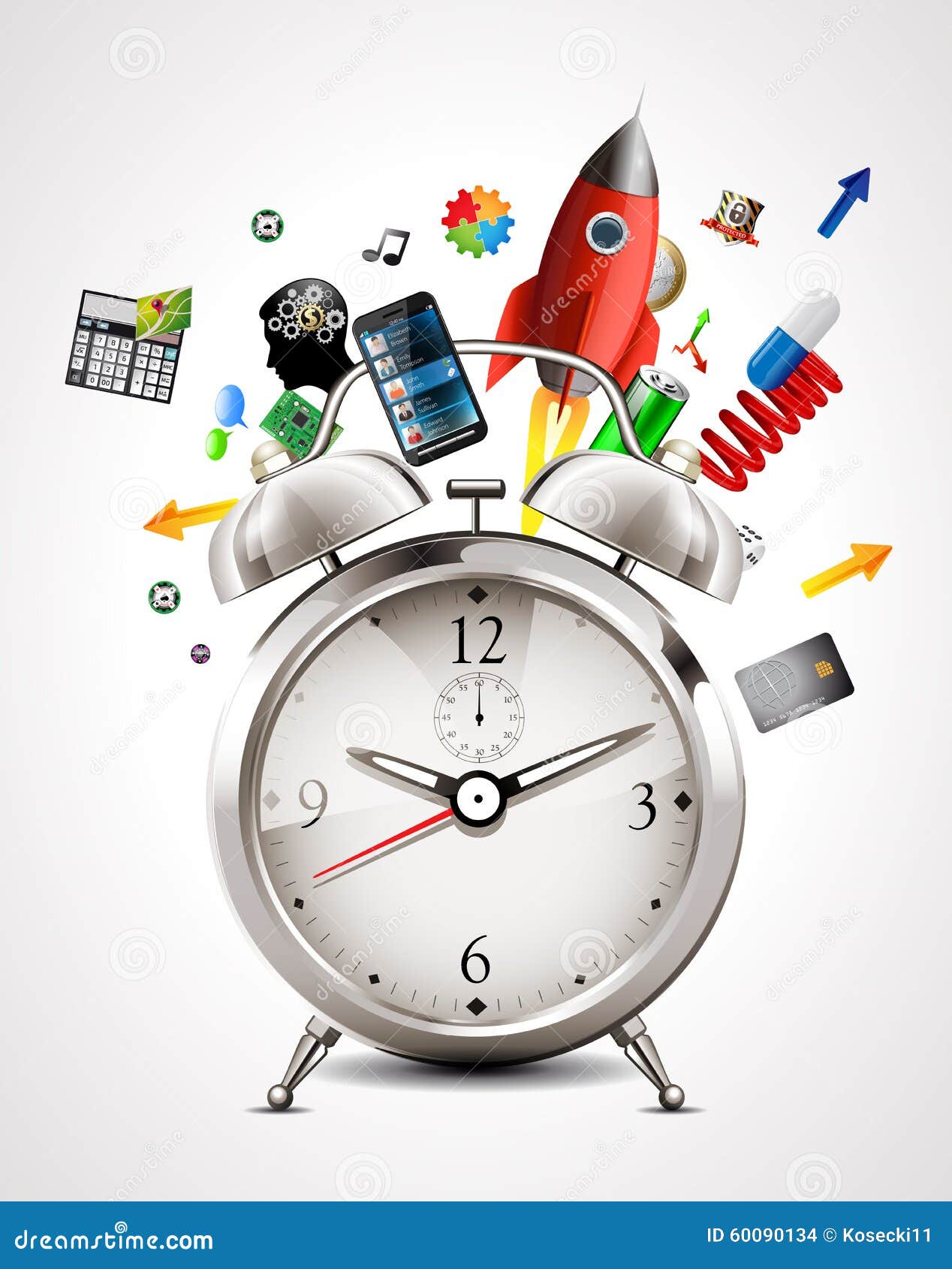 Alarm Clock - Time Management Stock Vector - Illustration of idea ...
