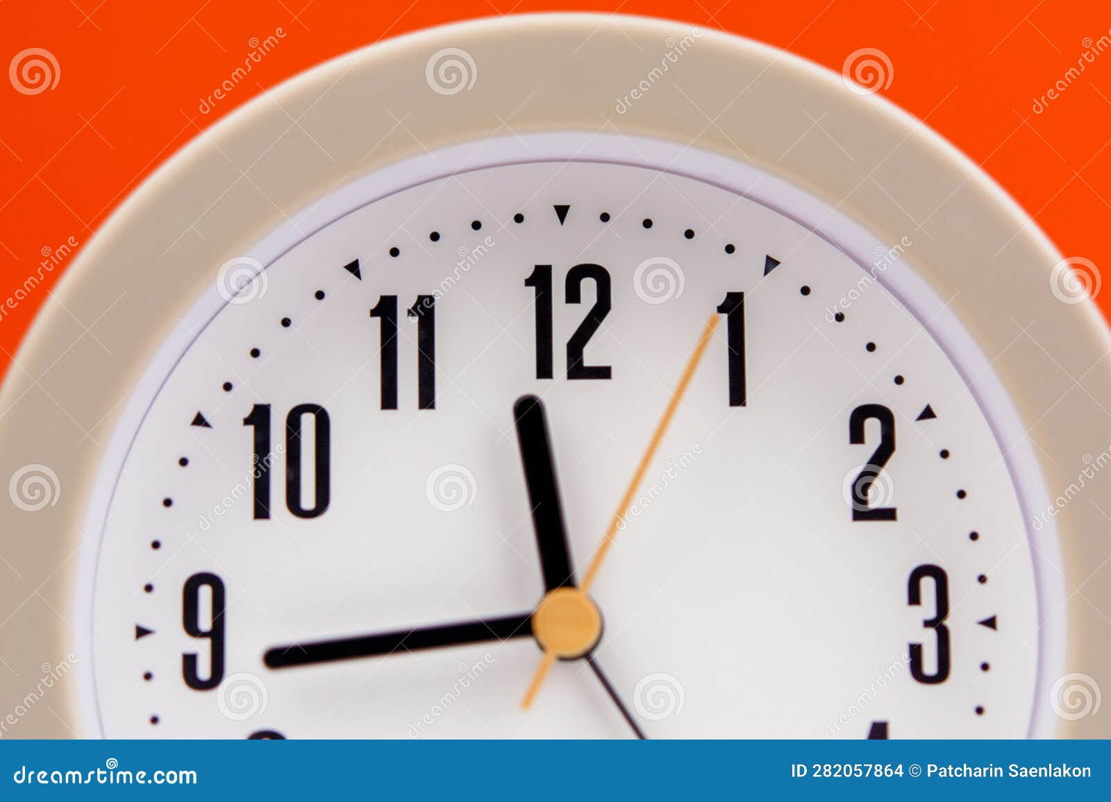 Clock Time Strategy Work Plan with Time. Orange Background. Working ...