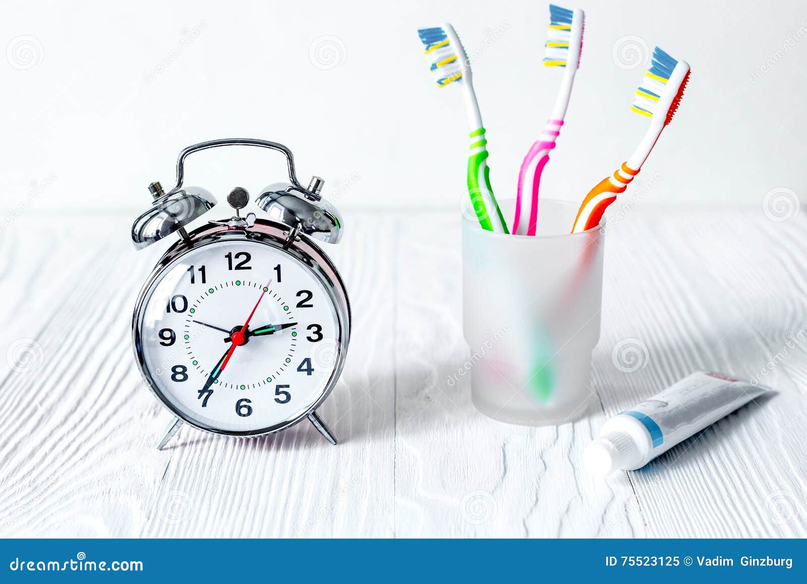 Alarm Clock Time To Brush Teeth Stock Image - Image of countdown ...