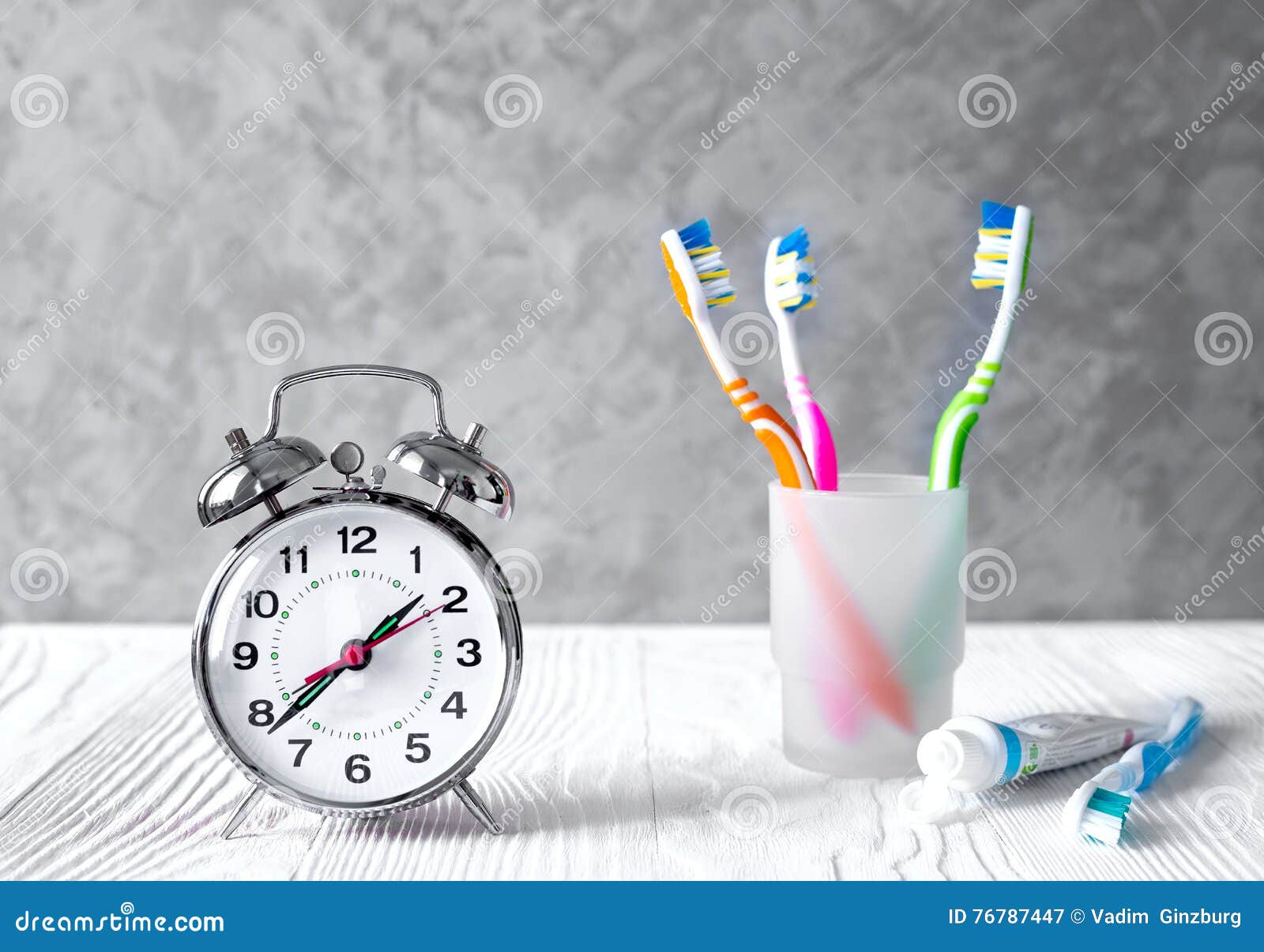 Alarm Clock Time To Brush Teeth Stock Image - Image of awake, countdown ...
