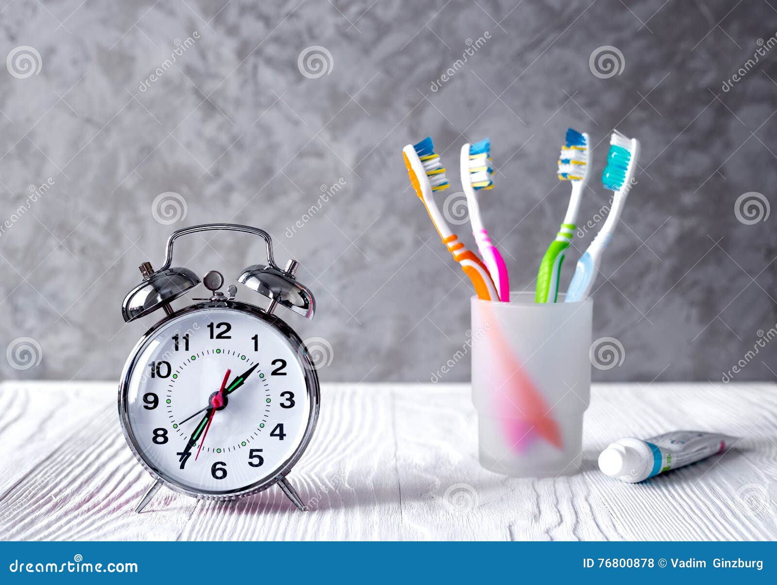 Alarm Clock Time To Brush Teeth Stock Photo - Image of circle, timer ...