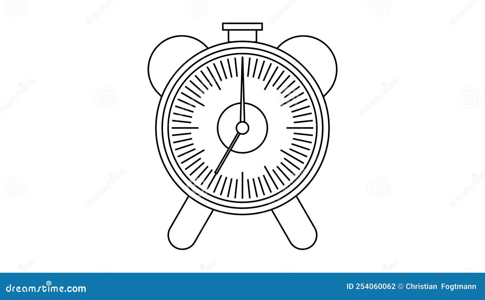 Alarm Clock Timer Black White Outline Ringing at 7 O`clock Animation ...