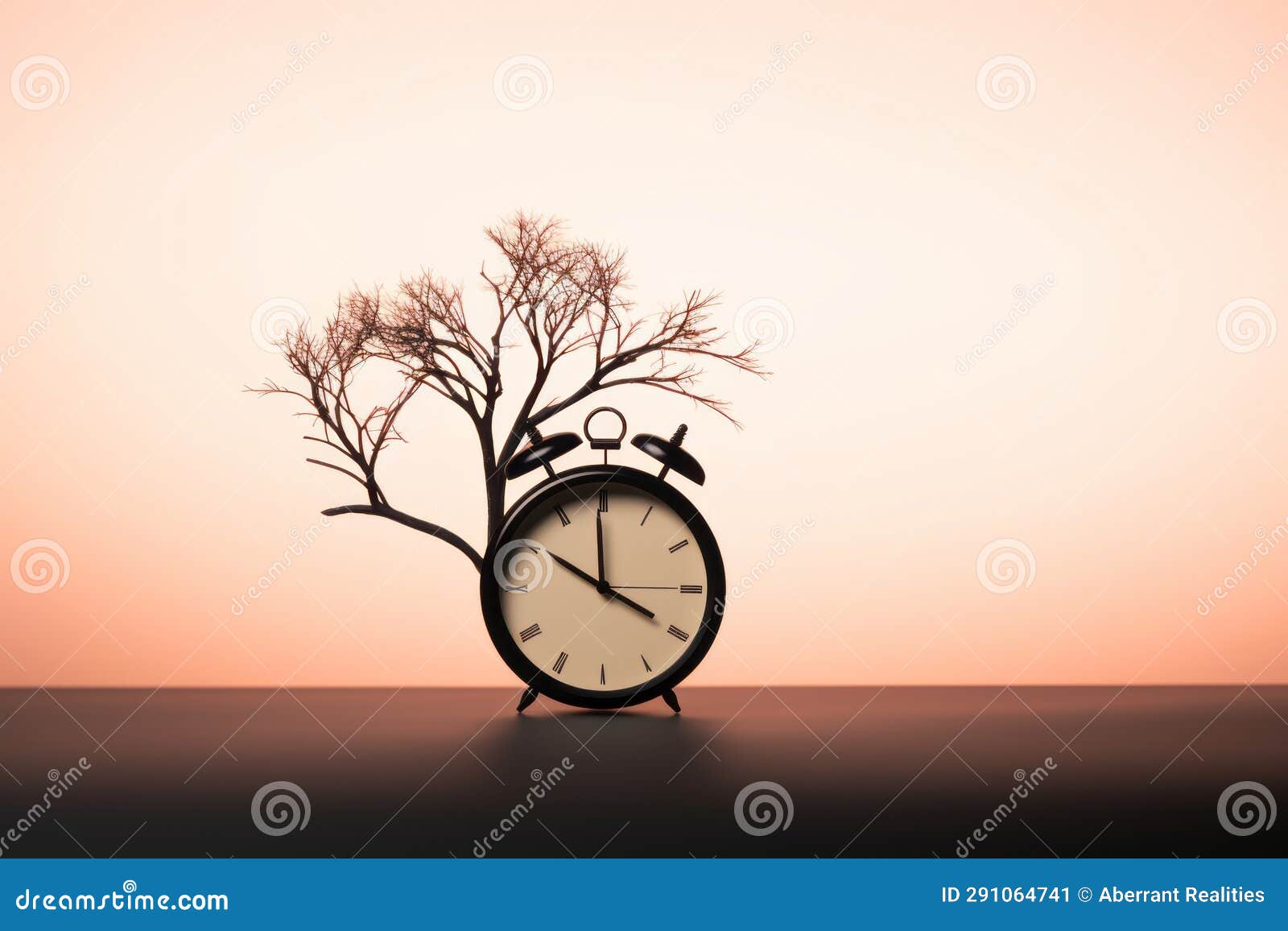 An Alarm Clock with a Tree on Top of it Stock Illustration ...
