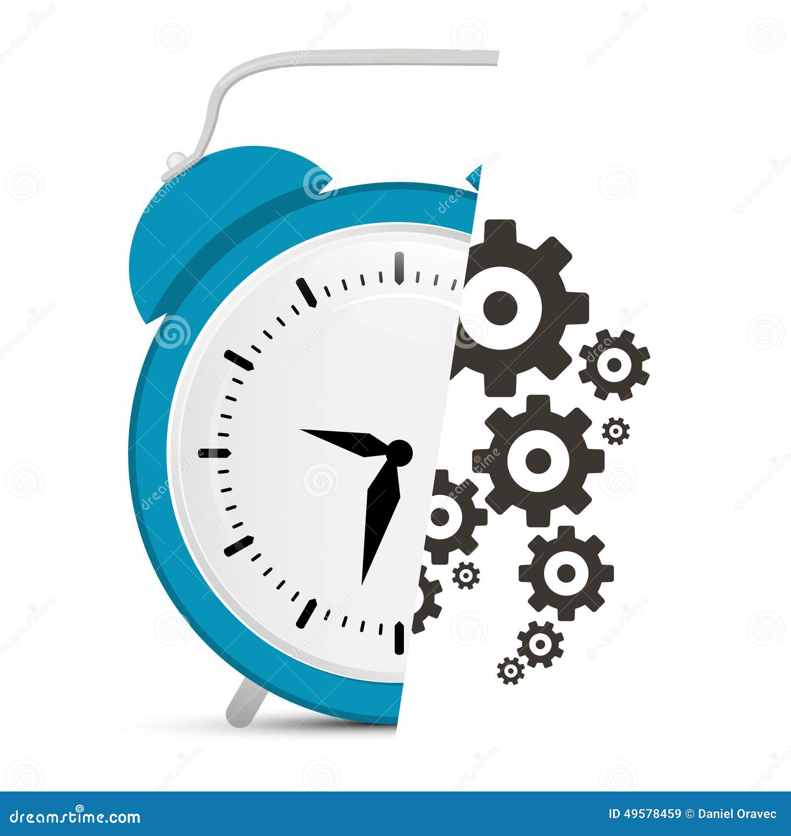 Alarm Clock Vector with Cogs - Gears Illustration Stock Vector ...