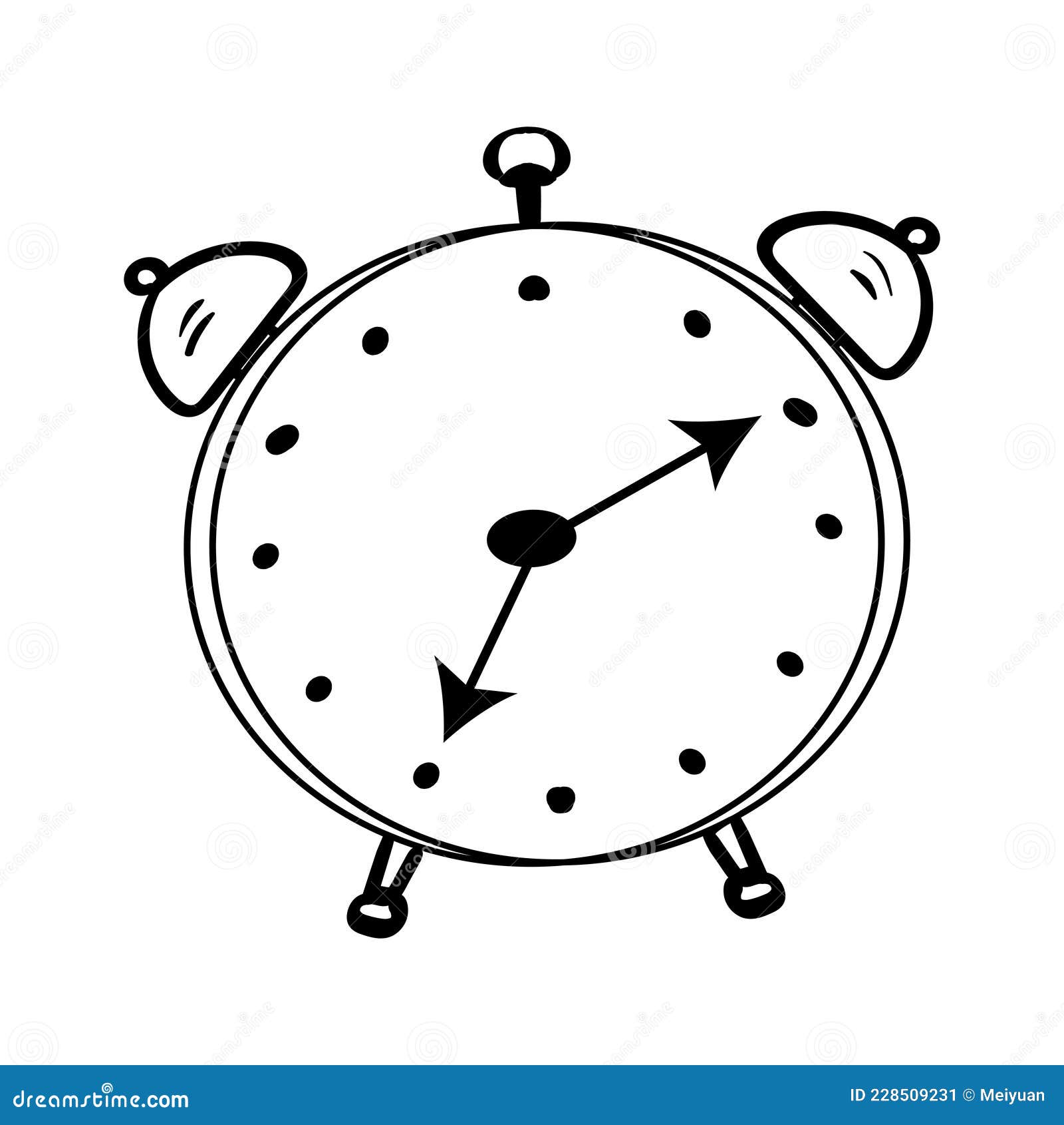 Alarm Clock Wake Up Doodle Illustration for Coloring. One Color Stock ...