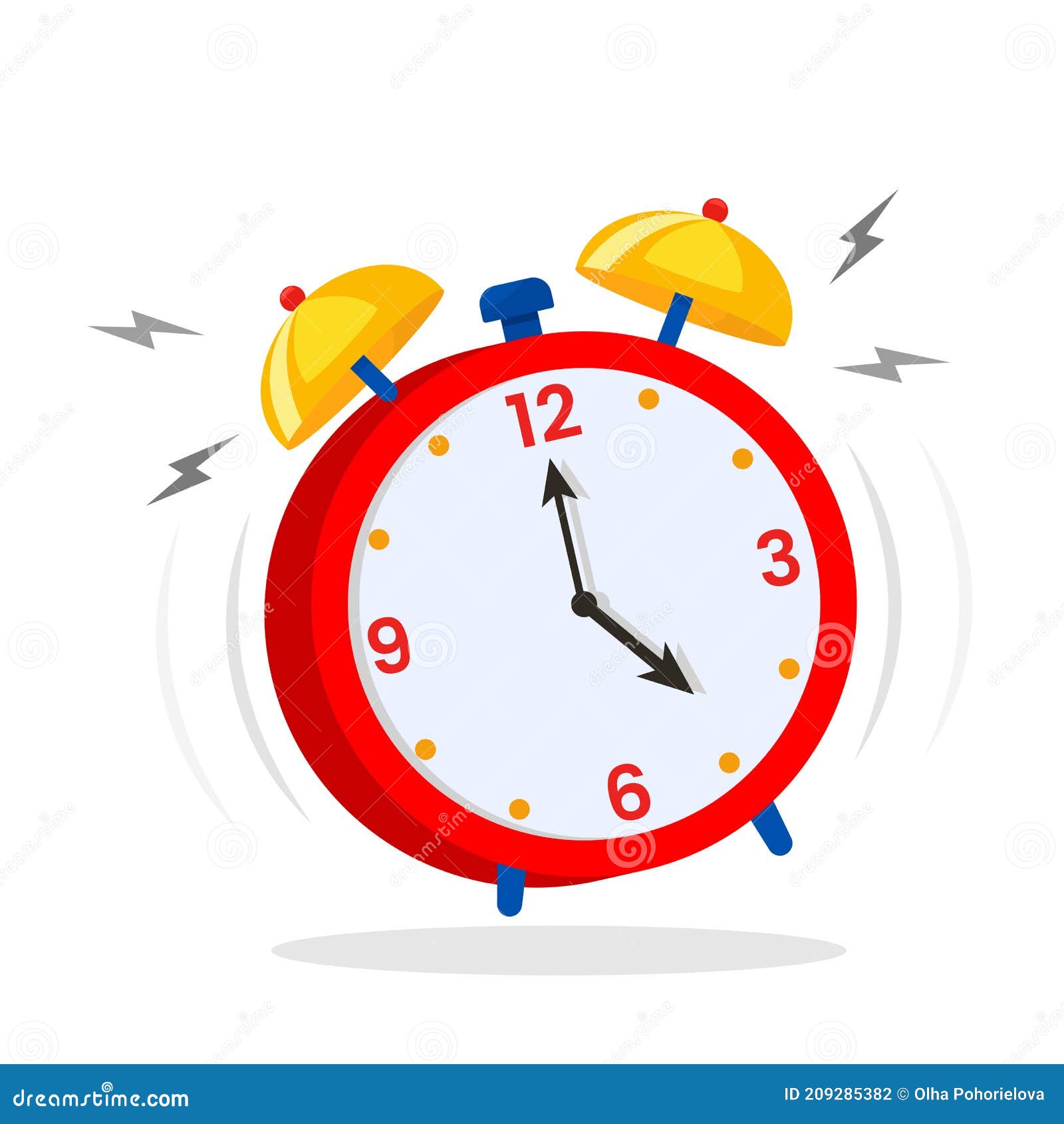 Alarm Clock, Wake-up Time in School and at Work. Flat Icon in Cartoon ...