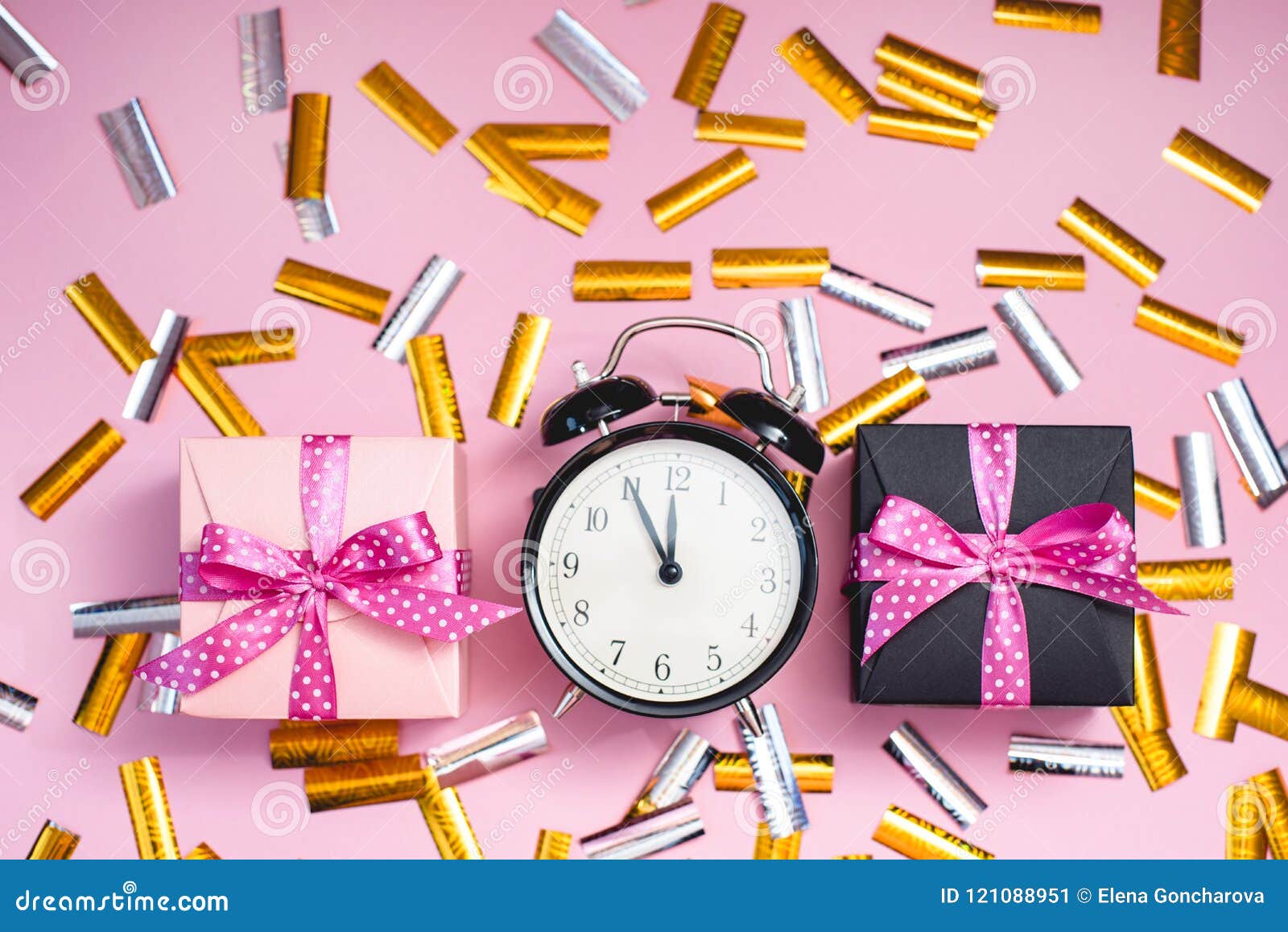 The Alarm Clock, Which Shows almost Midnight among the Multicolored ...