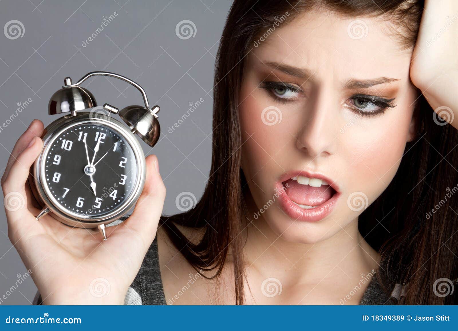 Alarm Clock Woman stock image. Image of background, morning - 18349389