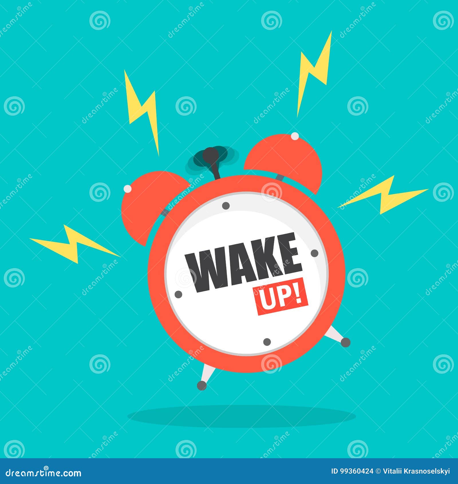 Alarm Clock with Word Wake Up, Flat Style Stock Vector - Illustration ...