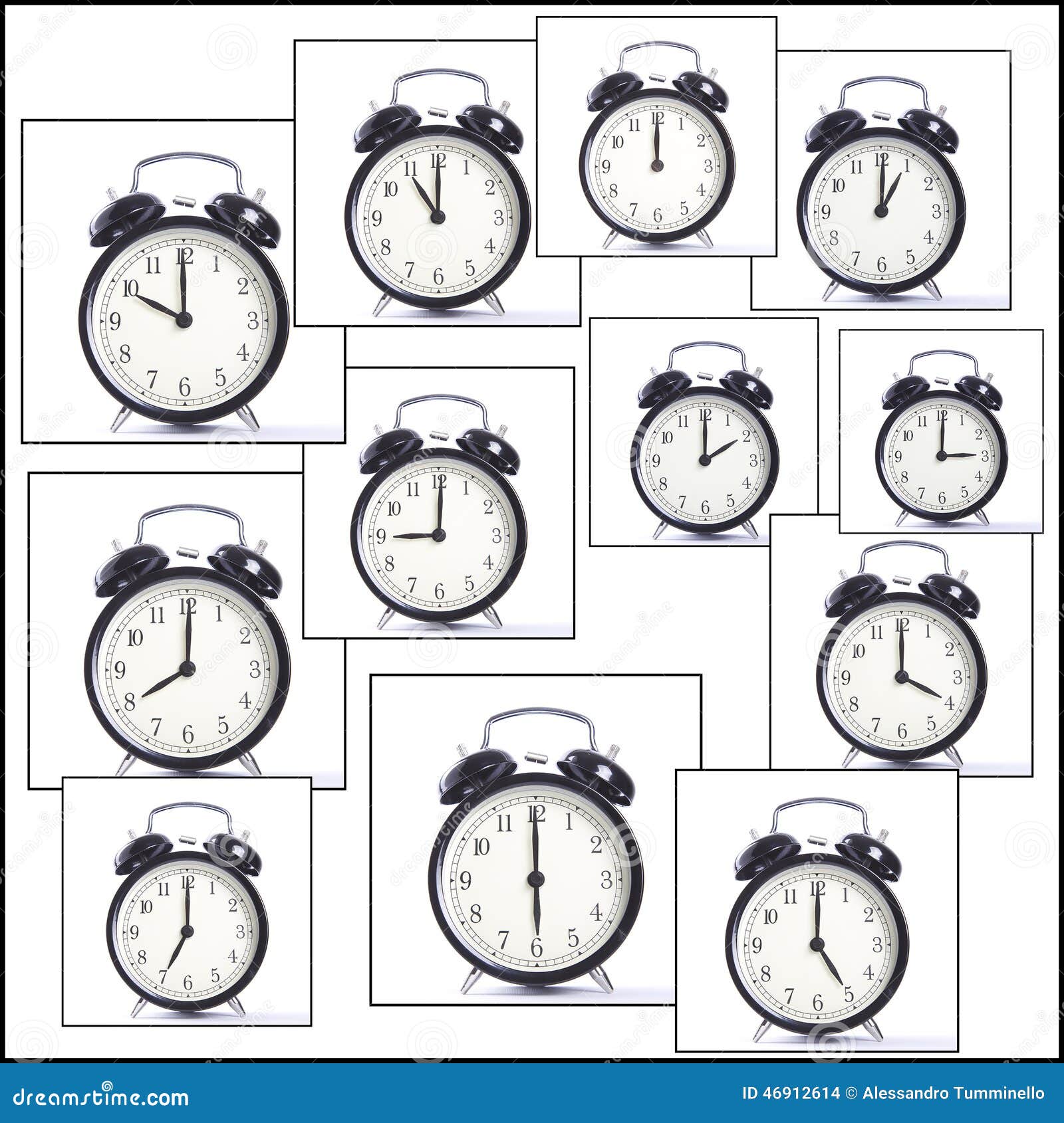 Alarm clocks stock photo. Image of collage, hours, time - 46912614