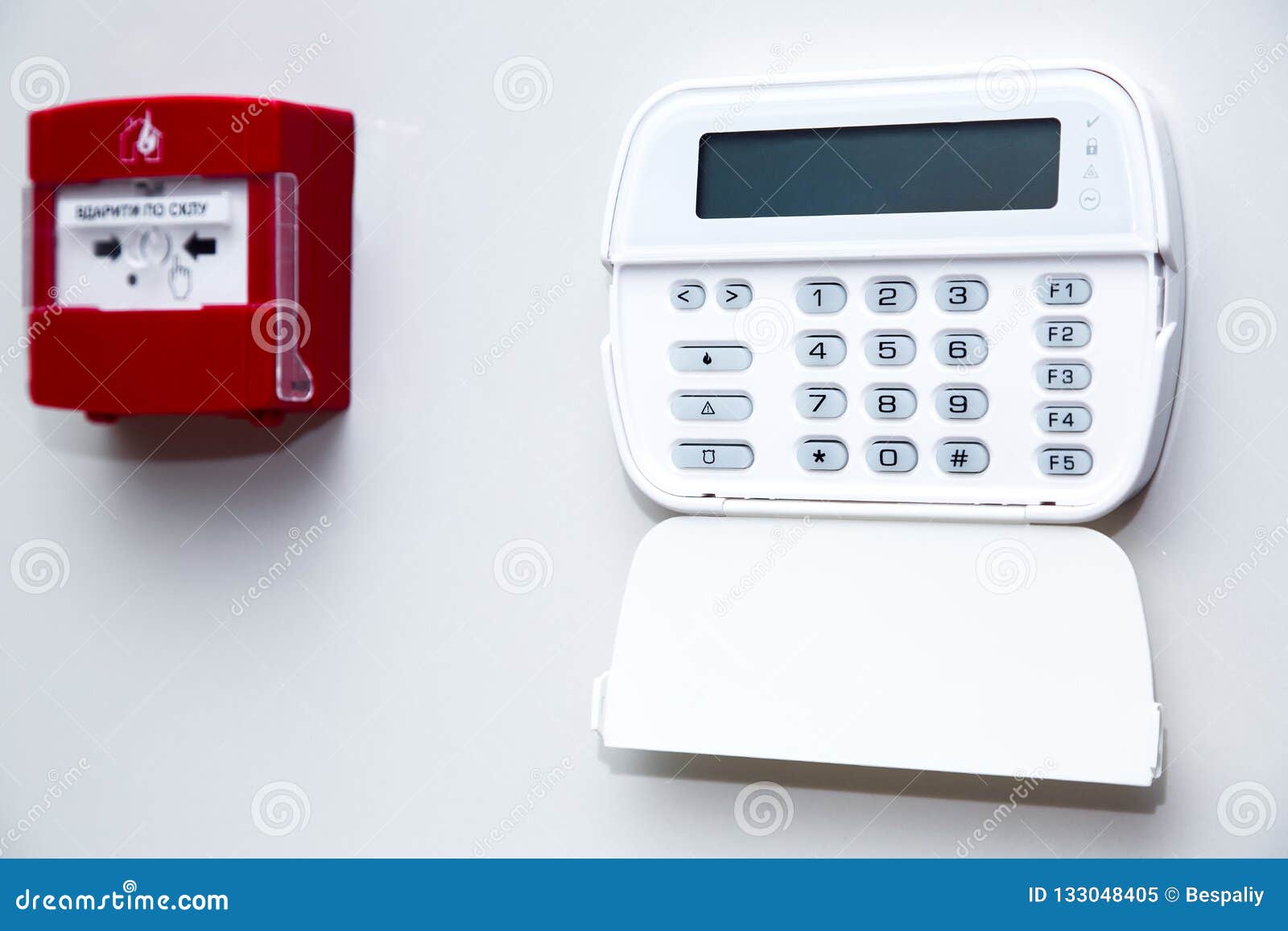 Alarm Control Panel and Fire Button. Stock Image - Image of activate ...