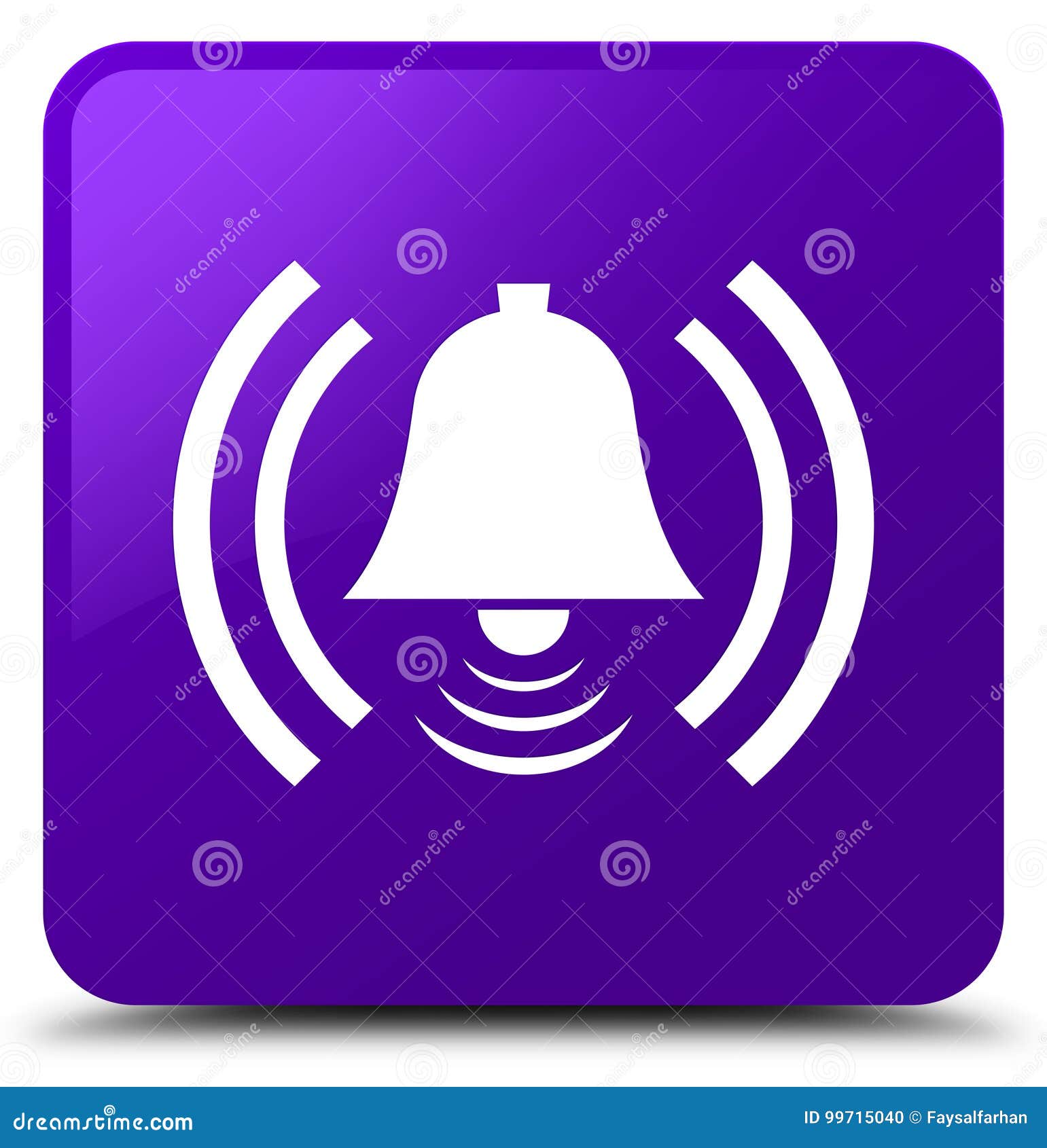 Alarm Icon Purple Square Button Stock Illustration - Illustration of ...