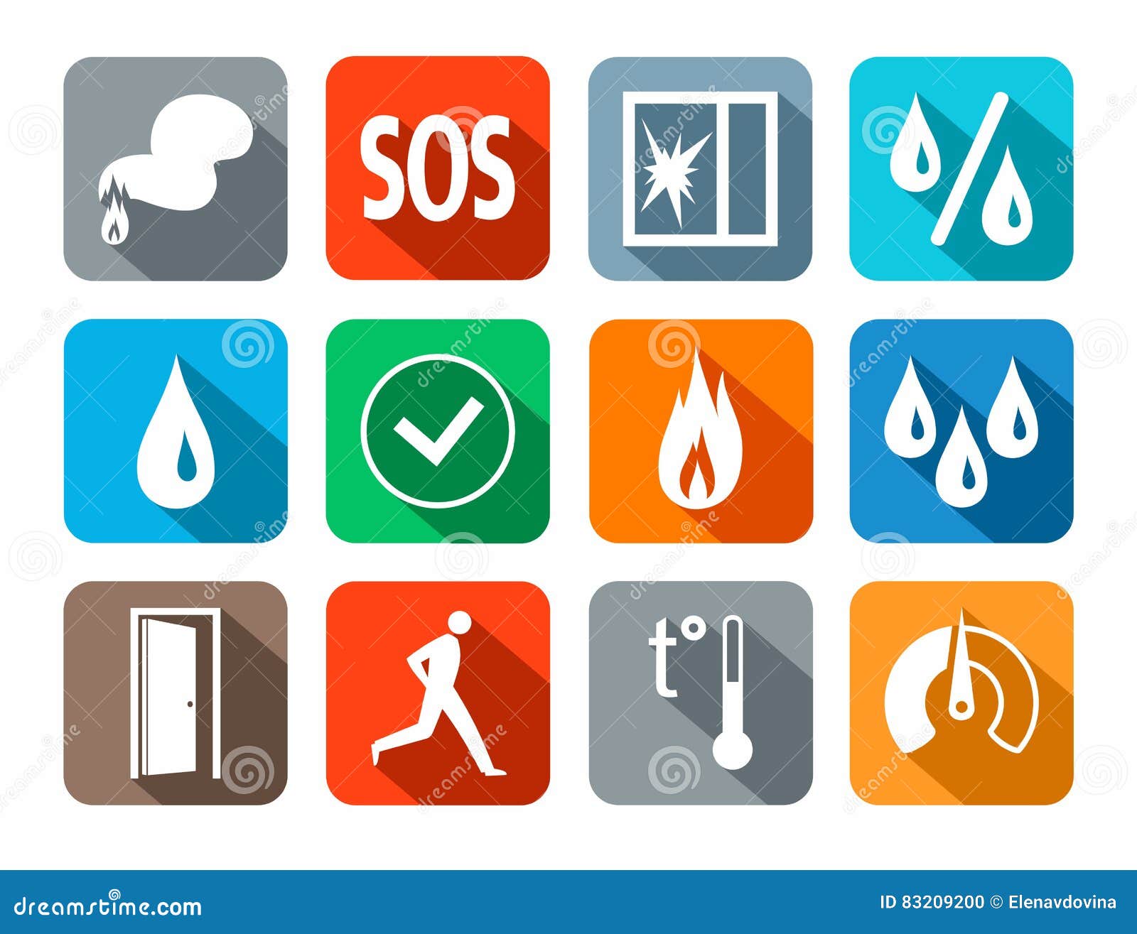 Alarm, Icons, Colored, Fire Detectors, Humidity, Motion, Temperature ...