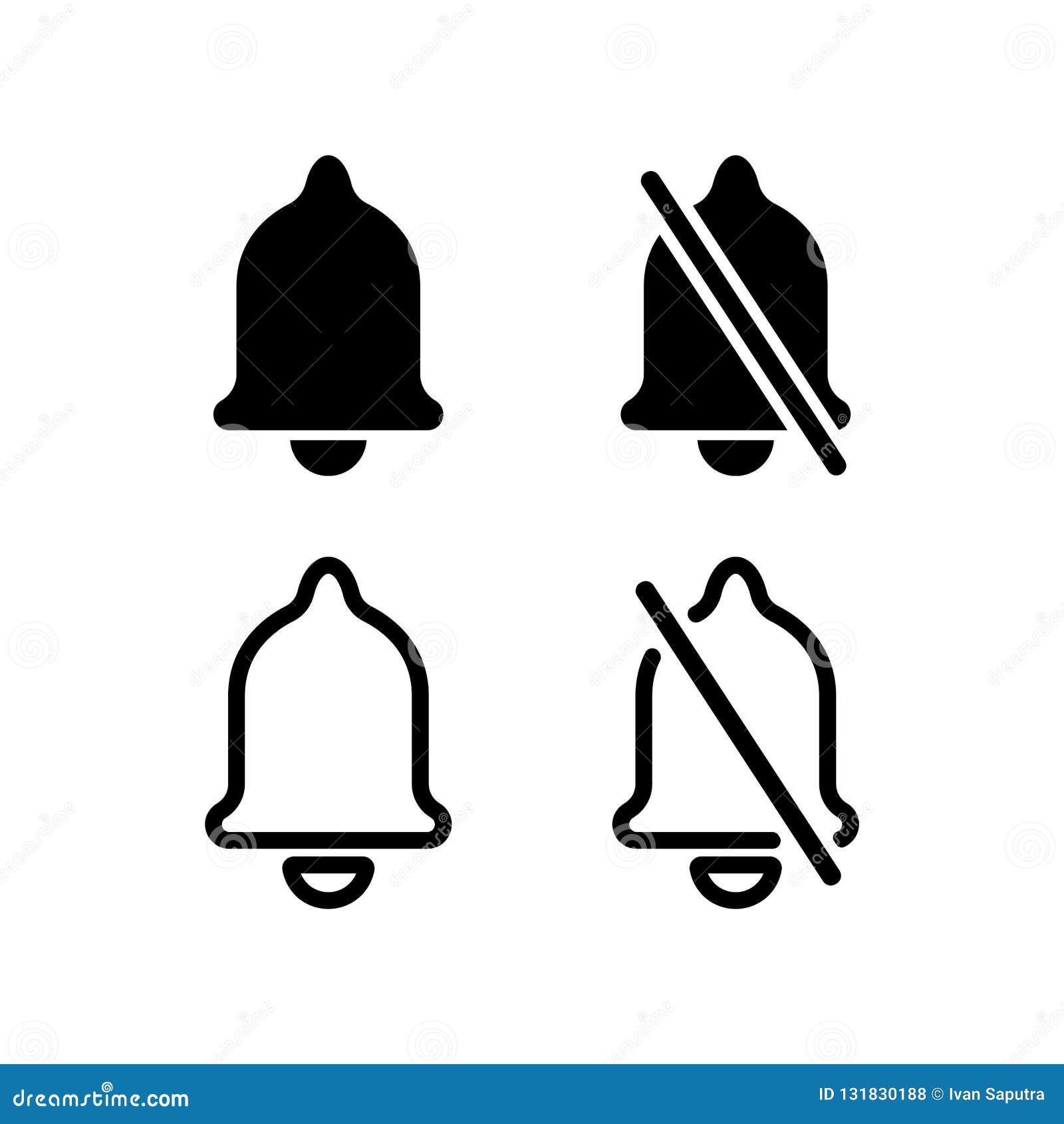 Bell Icon Vector Collection, Ringing Bell Icon Vector, Silent Bell Icon ...