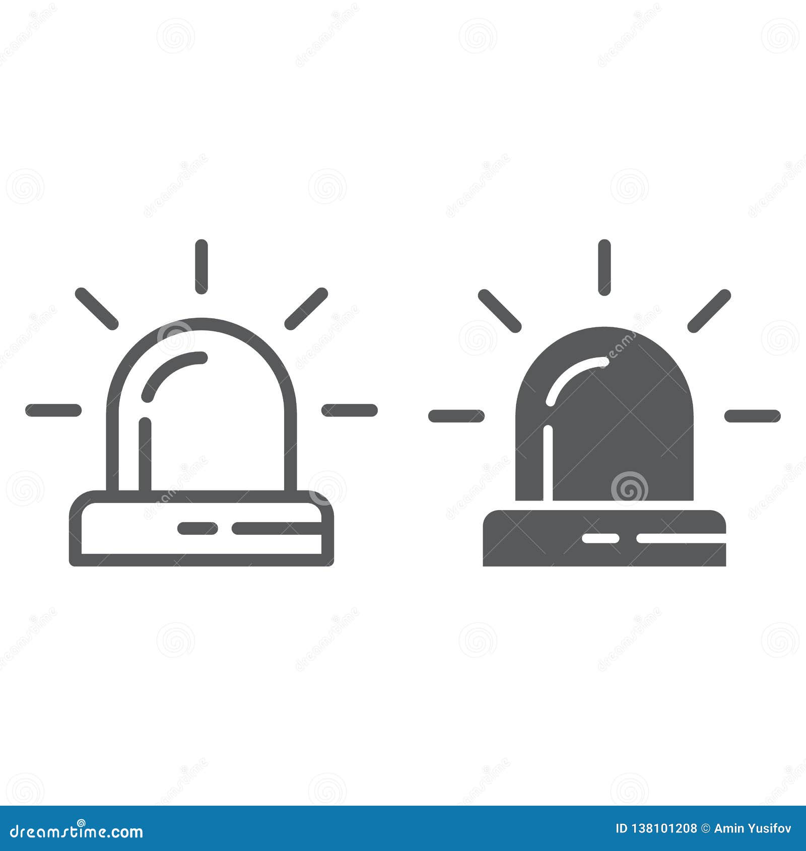 Alarm Line And Glyph Icon, Attention And Alert, Siren Sign, Vector ...