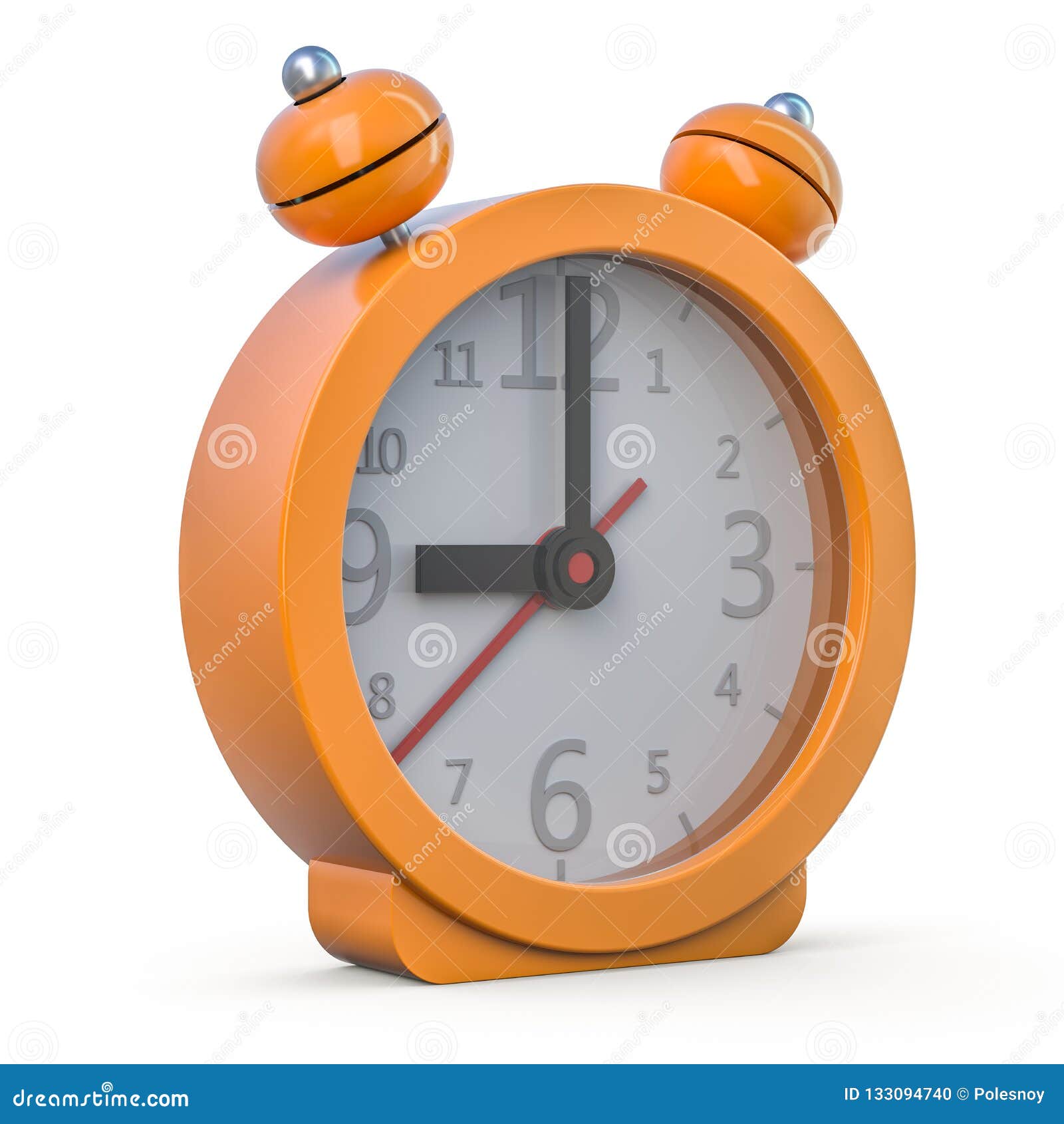 Alarm Orange Clock Isolated on White Background. 3D Stock Illustration ...