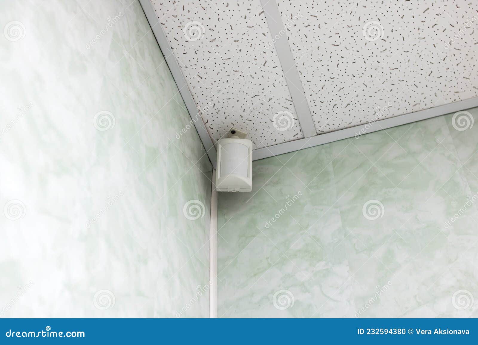 Alarm Sensor in Corner on Ceiling of Room Stock Photo - Image of ...