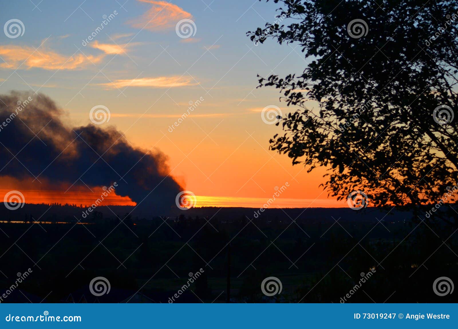 3 Alarm Structure Fire Burns Across the Valley Stock Image - Image of ...