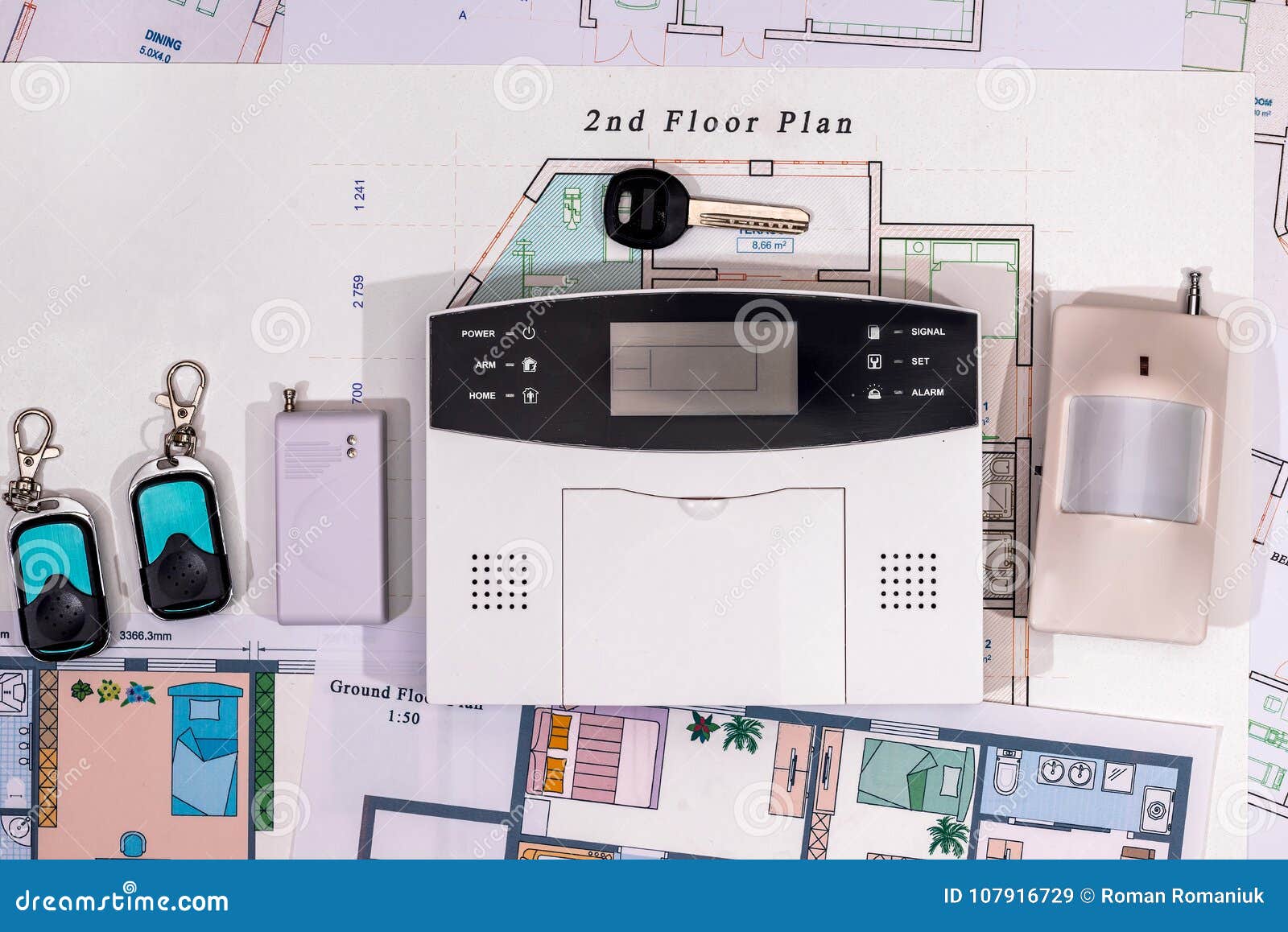 Alarm System, Cctv on House Plan. Stock Image - Image of keypad, access ...