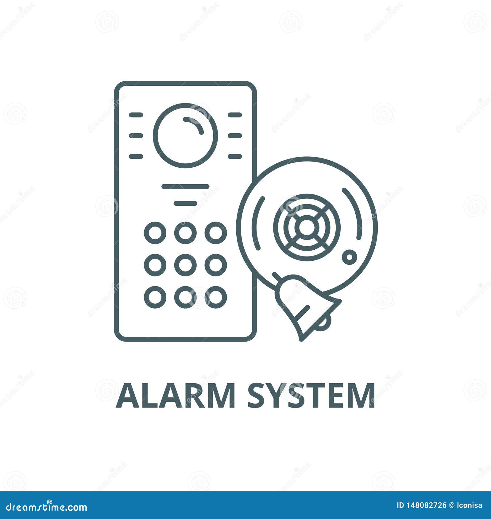 Alarm System Vector Line Icon, Outline Concept, Linear Sign Stock ...