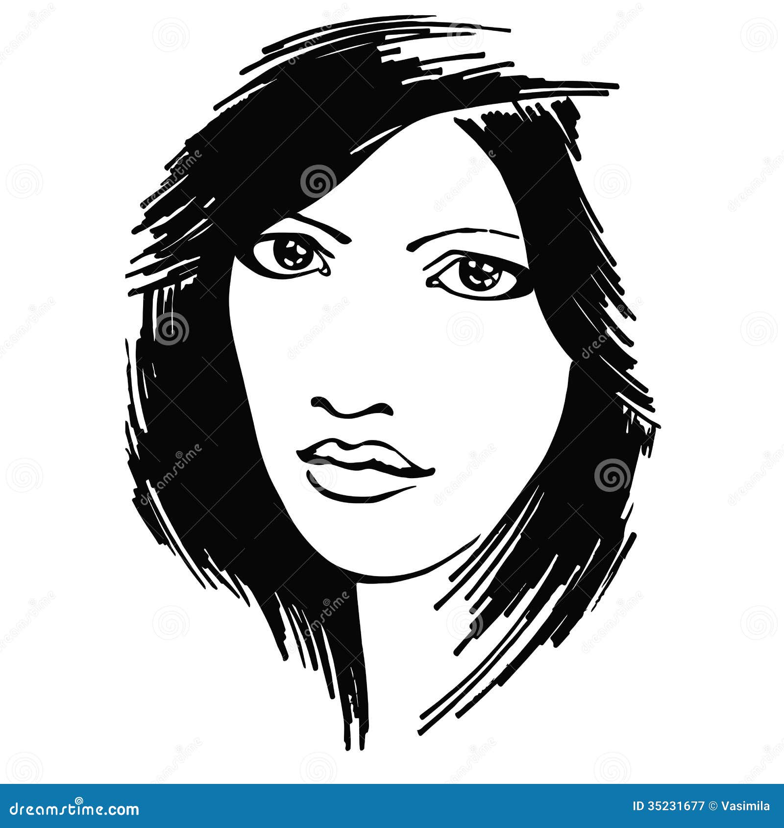 Alarmed girl stock vector. Illustration of eyelid, dark - 35231677