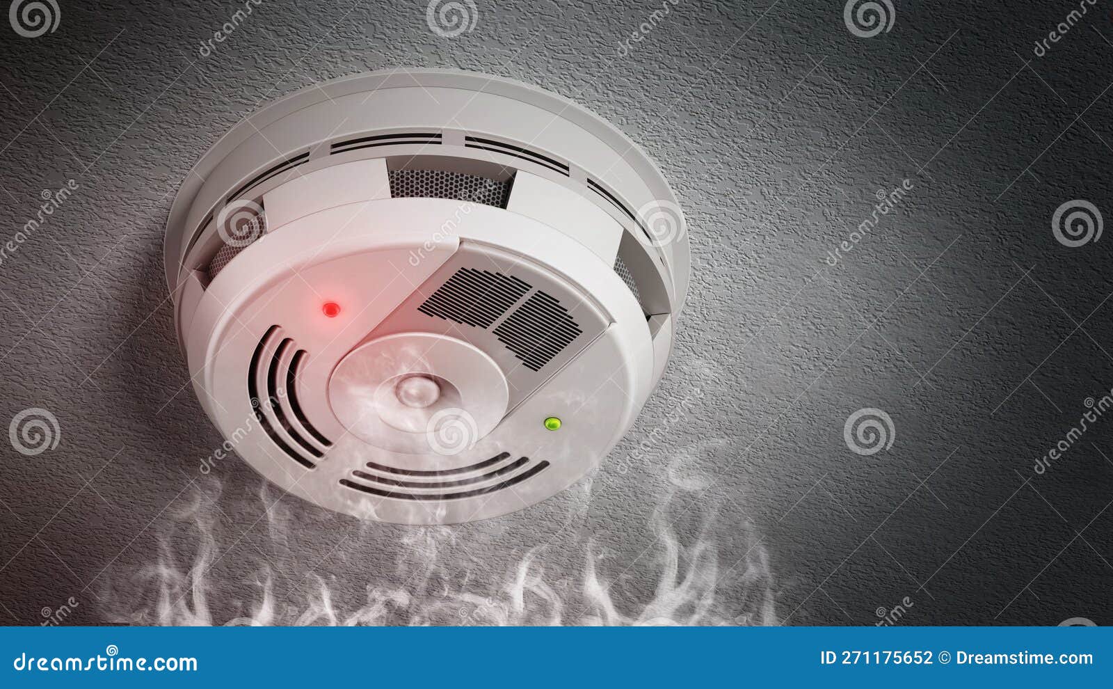 Alarming Smoke Detector on the Ceiling. 3D Illustration Stock ...