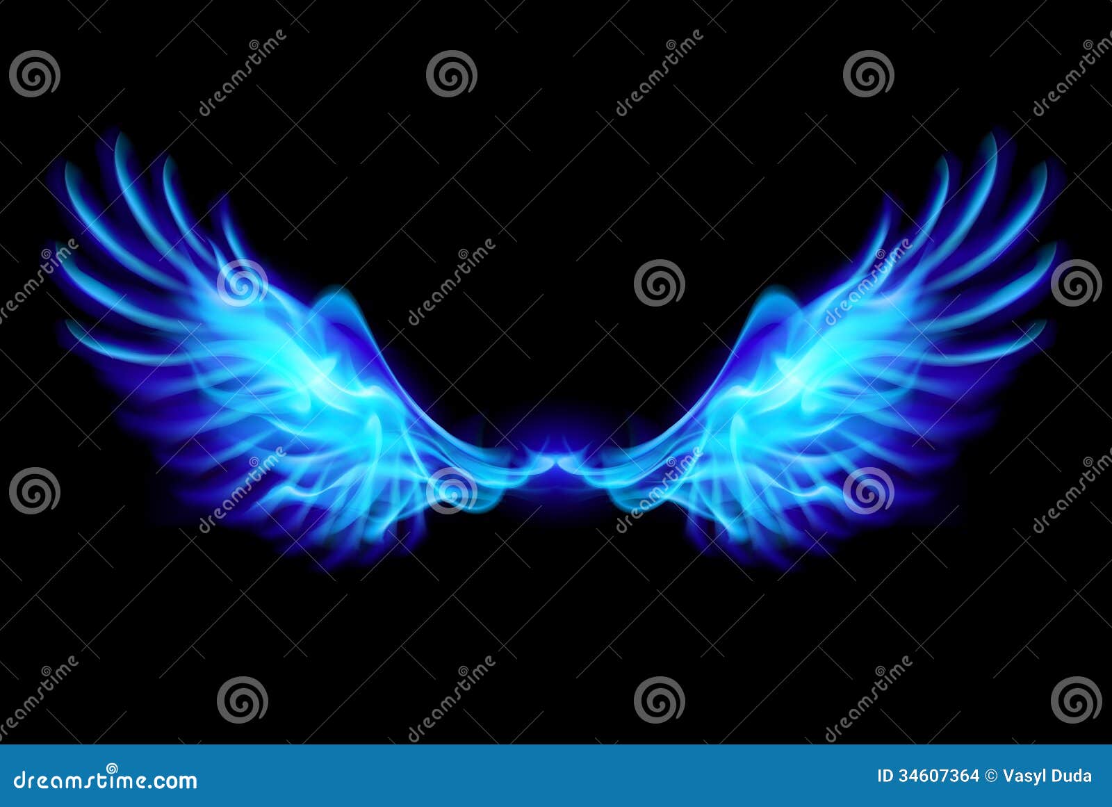 Alas azules del fuego. ilustración del vector. Ilustración de cubo ...