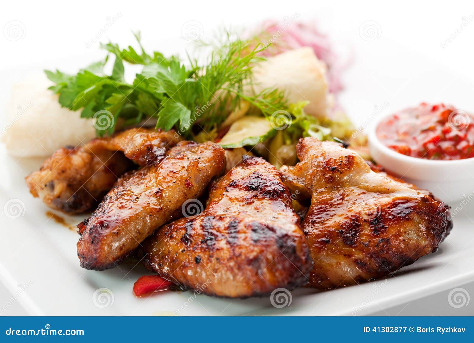 Alas de pollo del Bbq imagen de archivo. Imagen de macro - 41302877