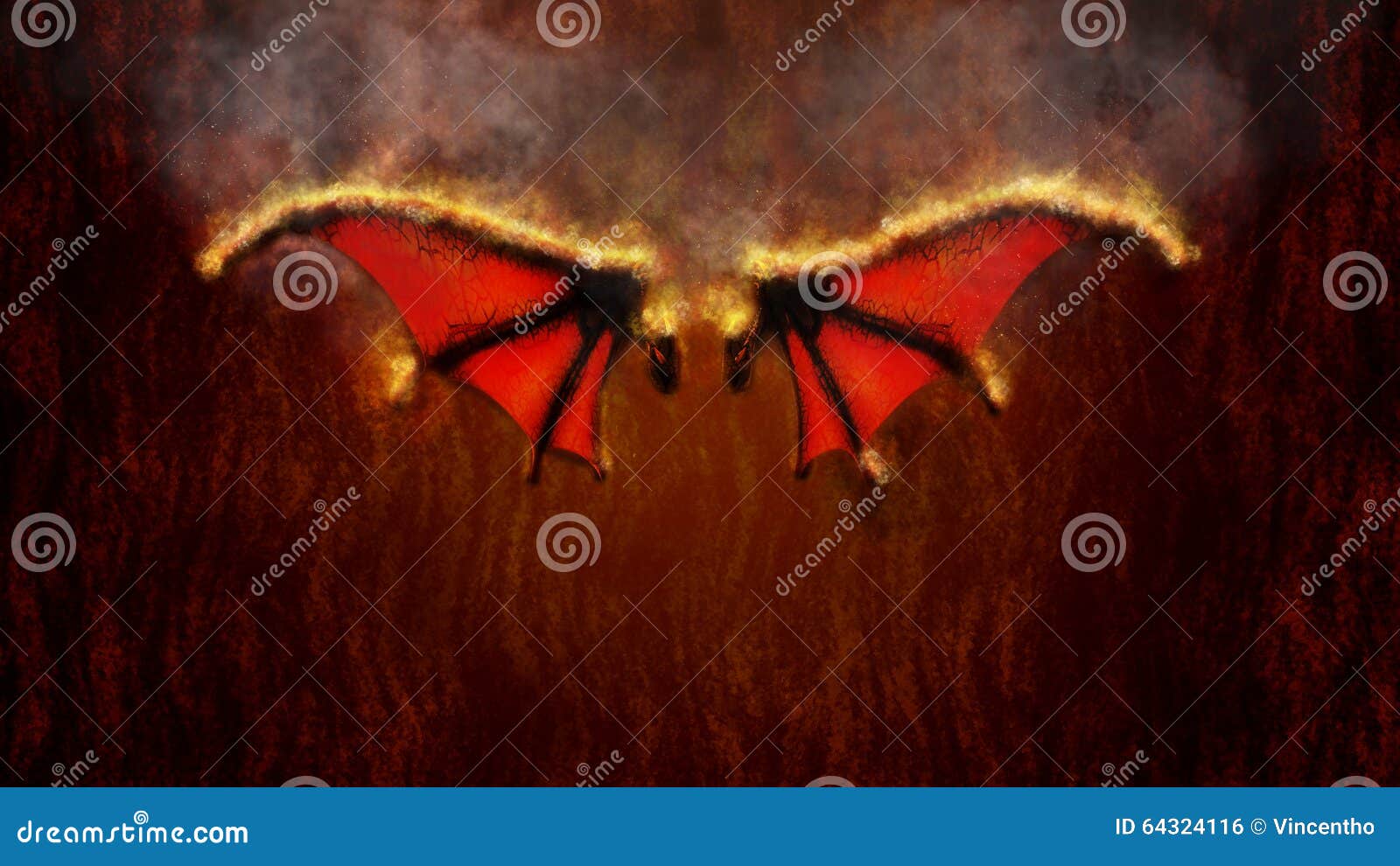 Alas del ejemplo del fuego stock de ilustración. Ilustración de humo ...