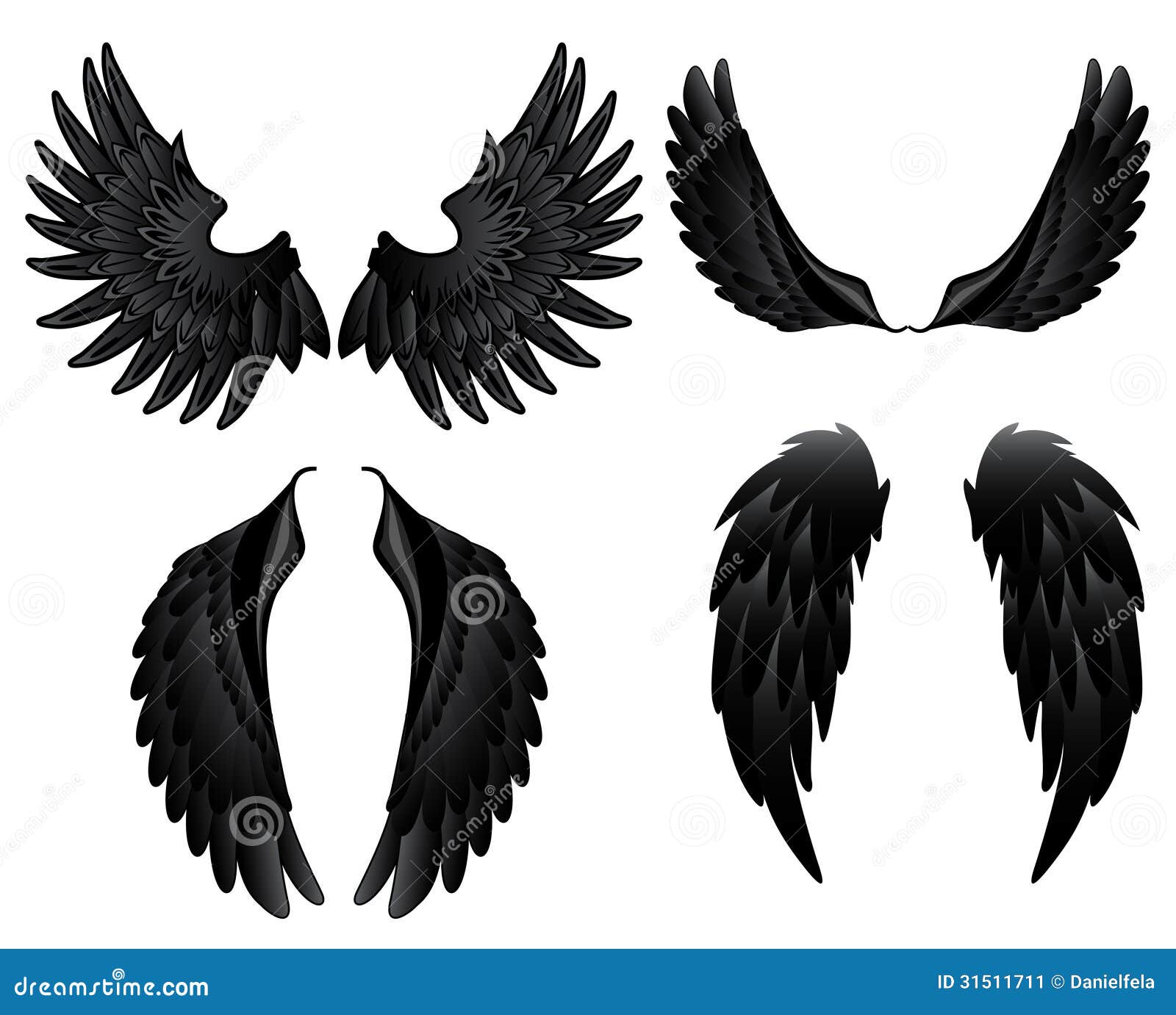 Alas negras ilustración del vector. Ilustración de arte - 31511711