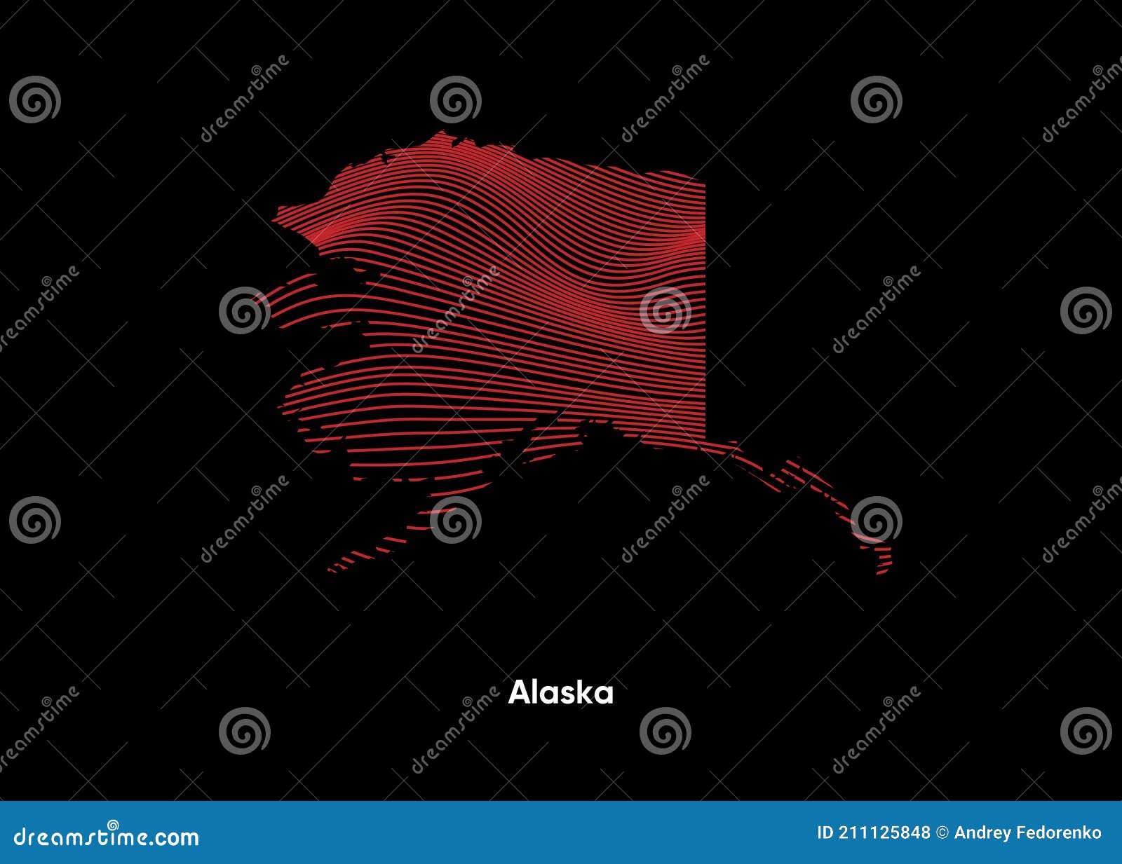 Twist Lines Map of Alaska. Alaska Political Map Stock Vector ...