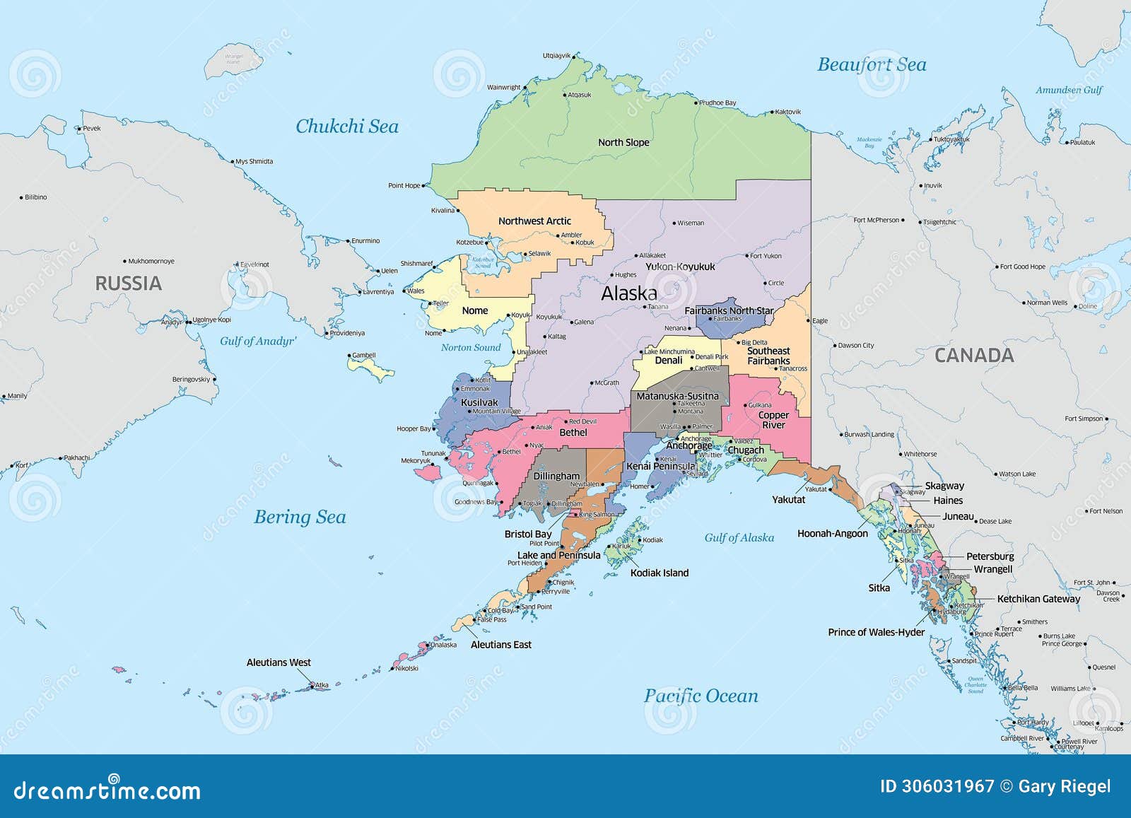 Counties Of Alaska Political Map Stock Image | CartoonDealer.com #306071611