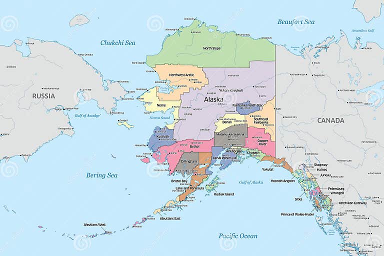 Counties of Alaska Political Map Stock Illustration - Illustration of ...