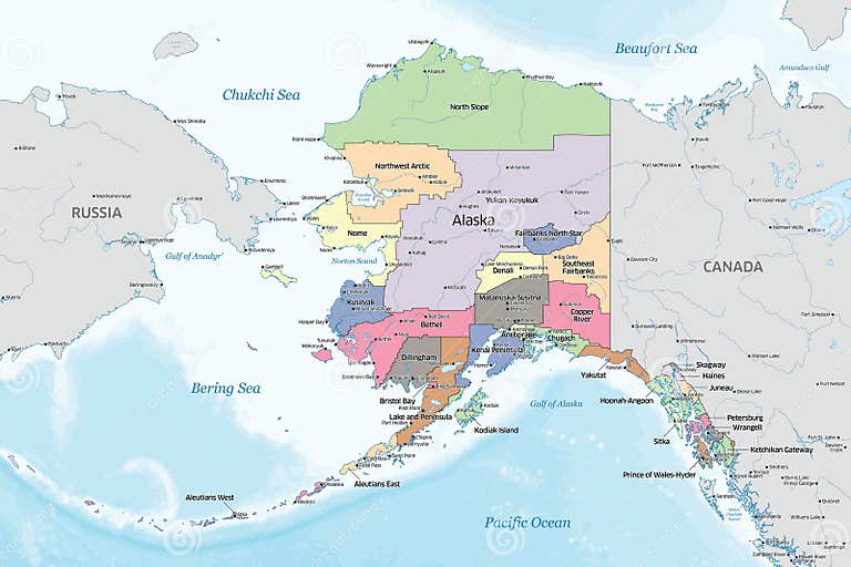 Counties of Alaska Political Map Stock Illustration - Illustration of ...