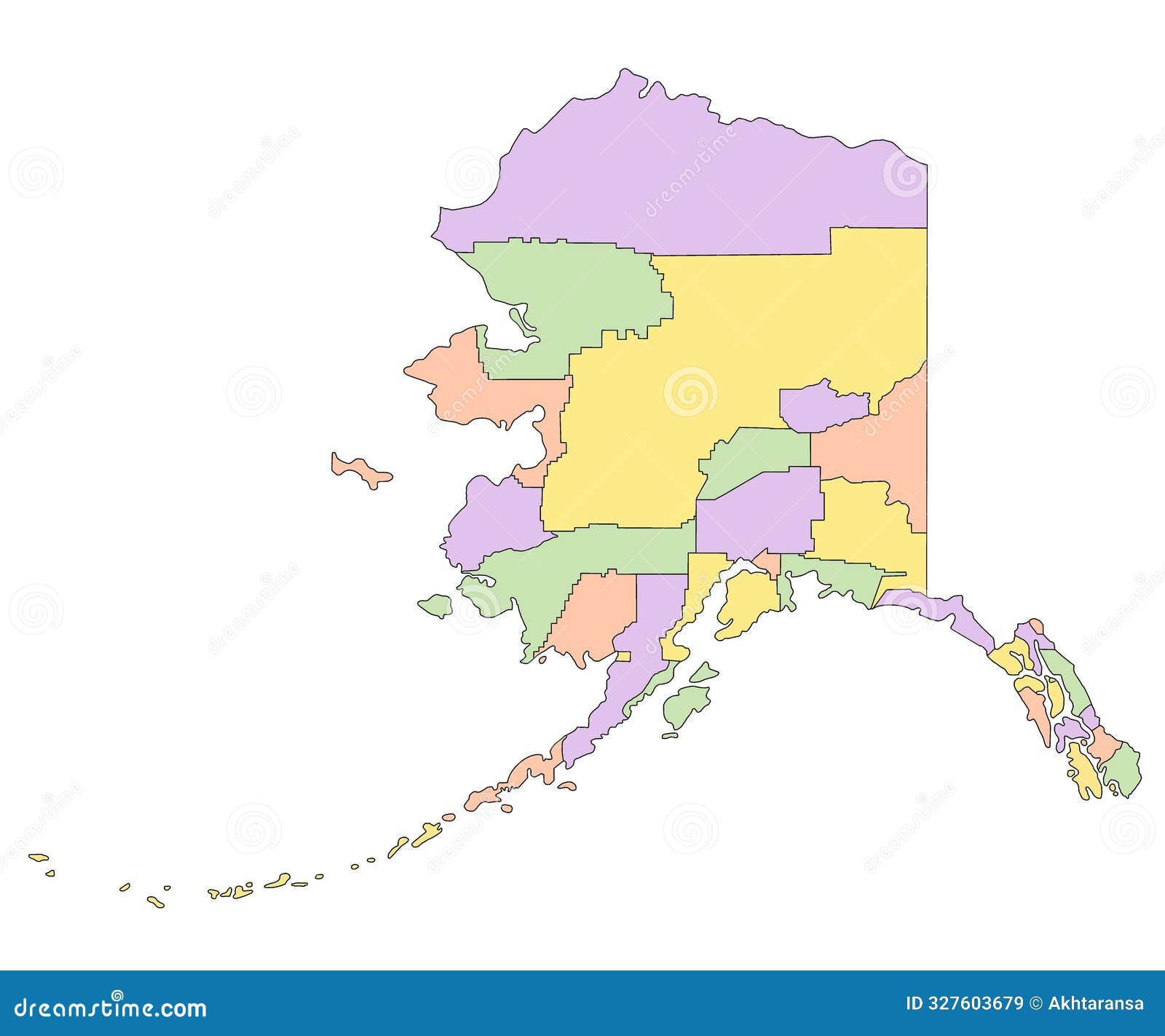 Alaska Adminstrative Map or Colored Map of Alaska Stock Illustration ...