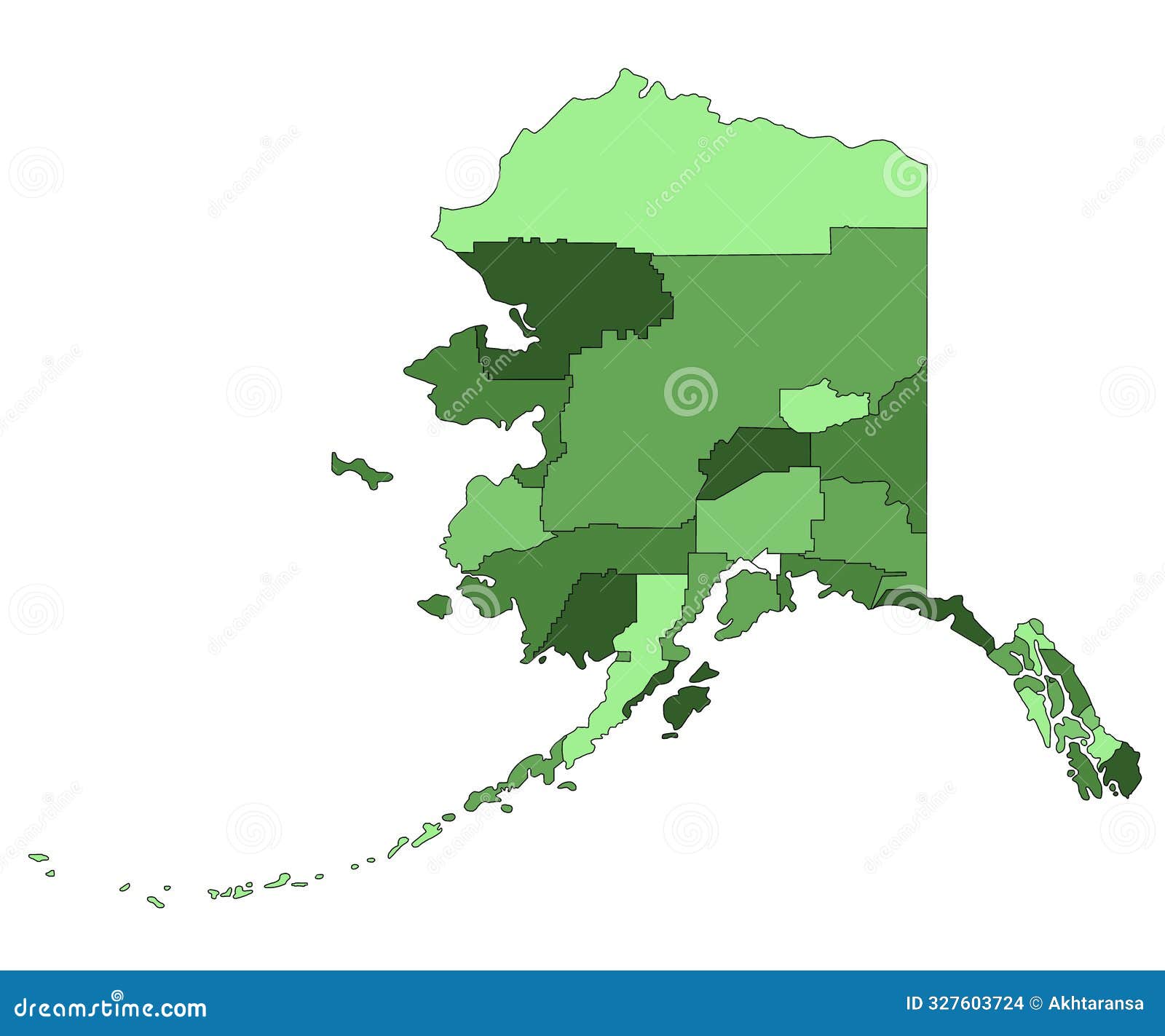 Alaska Adminstrative Map or Colored Map of Alaska Stock Illustration ...
